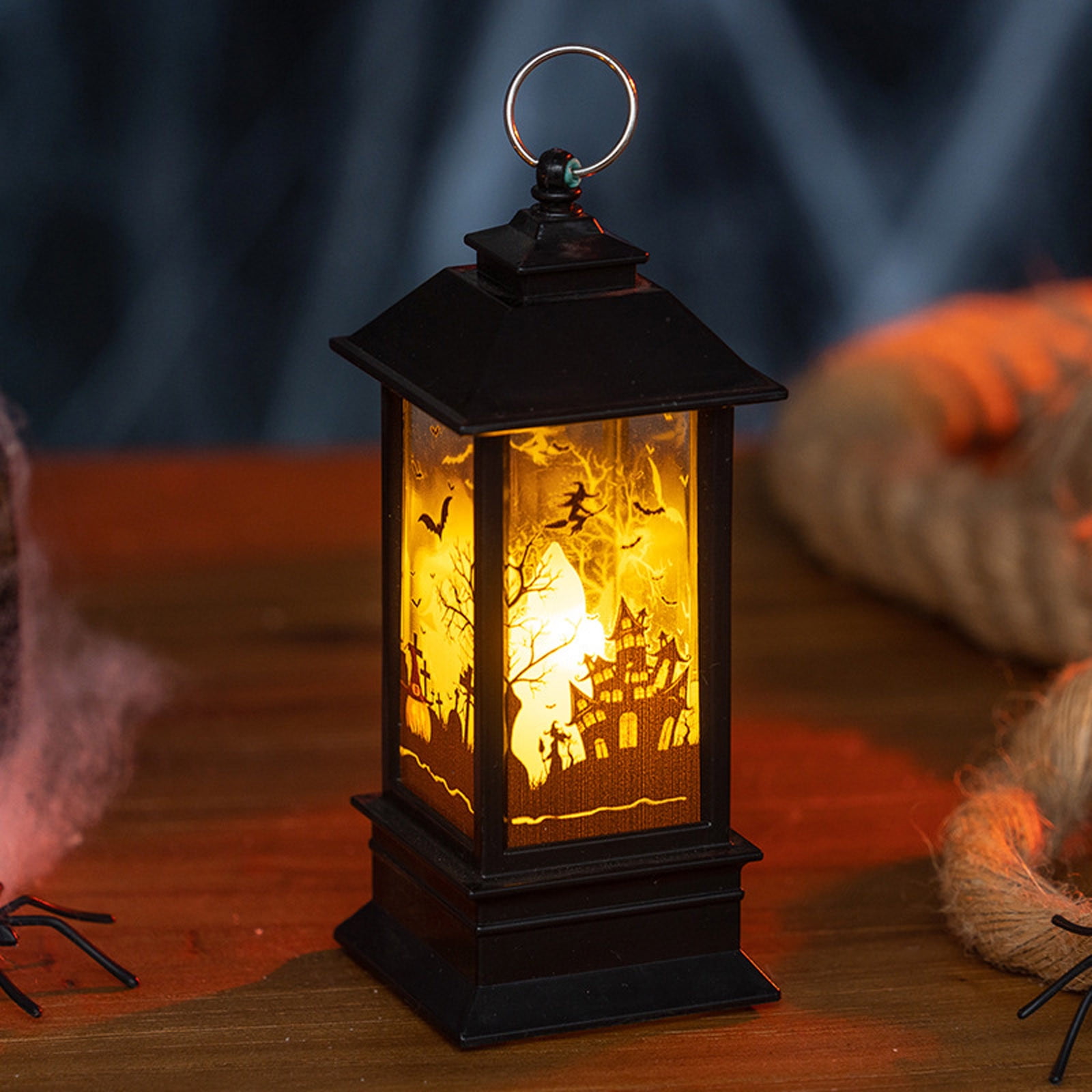 Large Hanging LED Pumpkin Candle - Halloween Flameless Decoration with ...