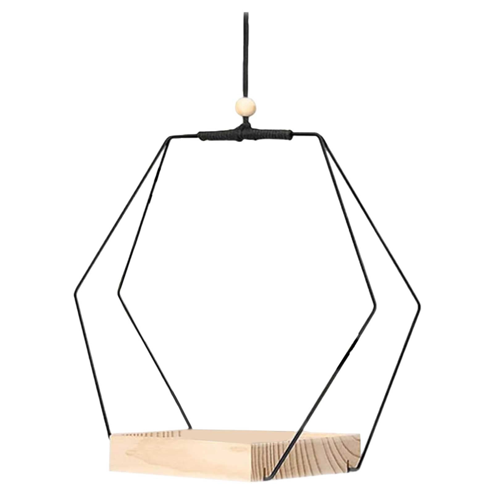 Large Hanging Planter for Indoor â Metal Hanger Stand with Wood Base ...