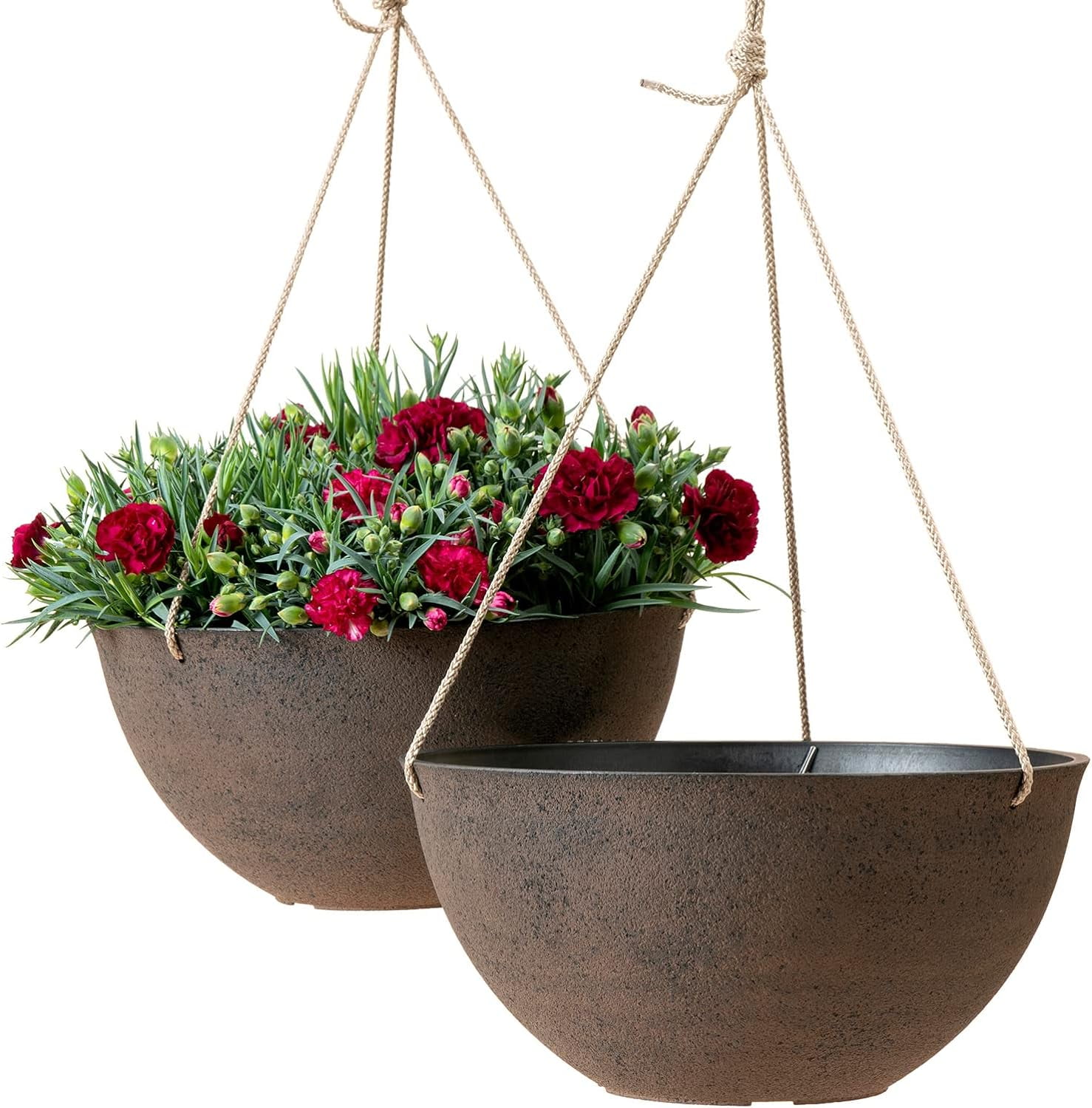 Large Hanging Planters - 13 Inch Flower Pots Outdoor Indoor, Hanging ...