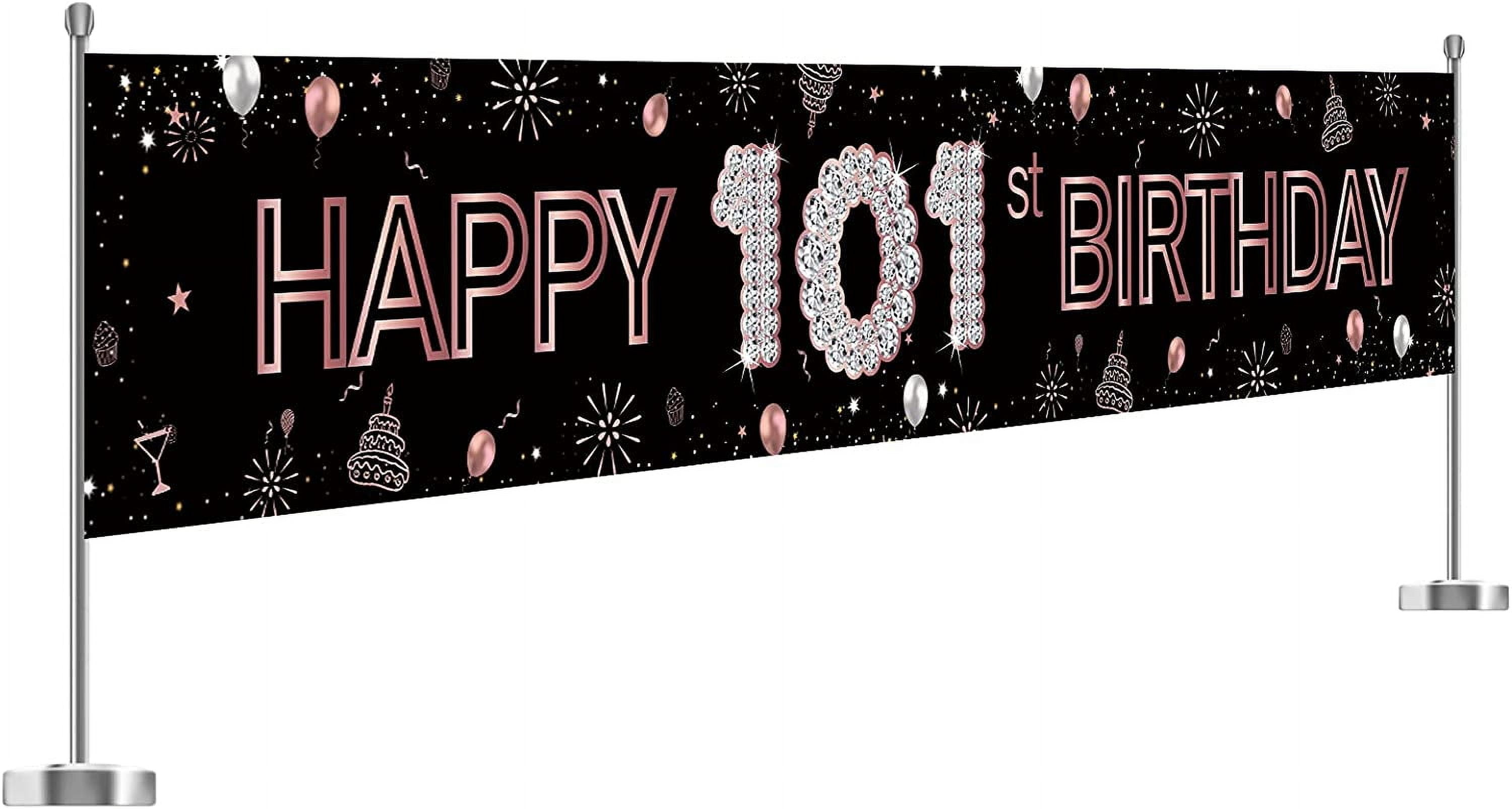 Large Happy 101st Birthday Banner / 101st Birthay Decorations Banner ...