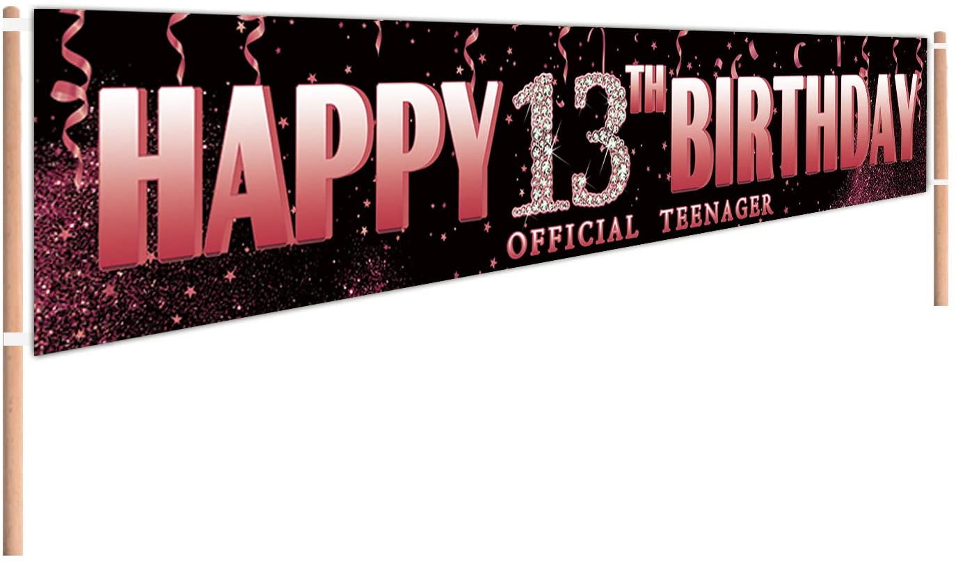 Large Happy 13th Birthday Official Teenager Yard Sign Banner,13 Years ...