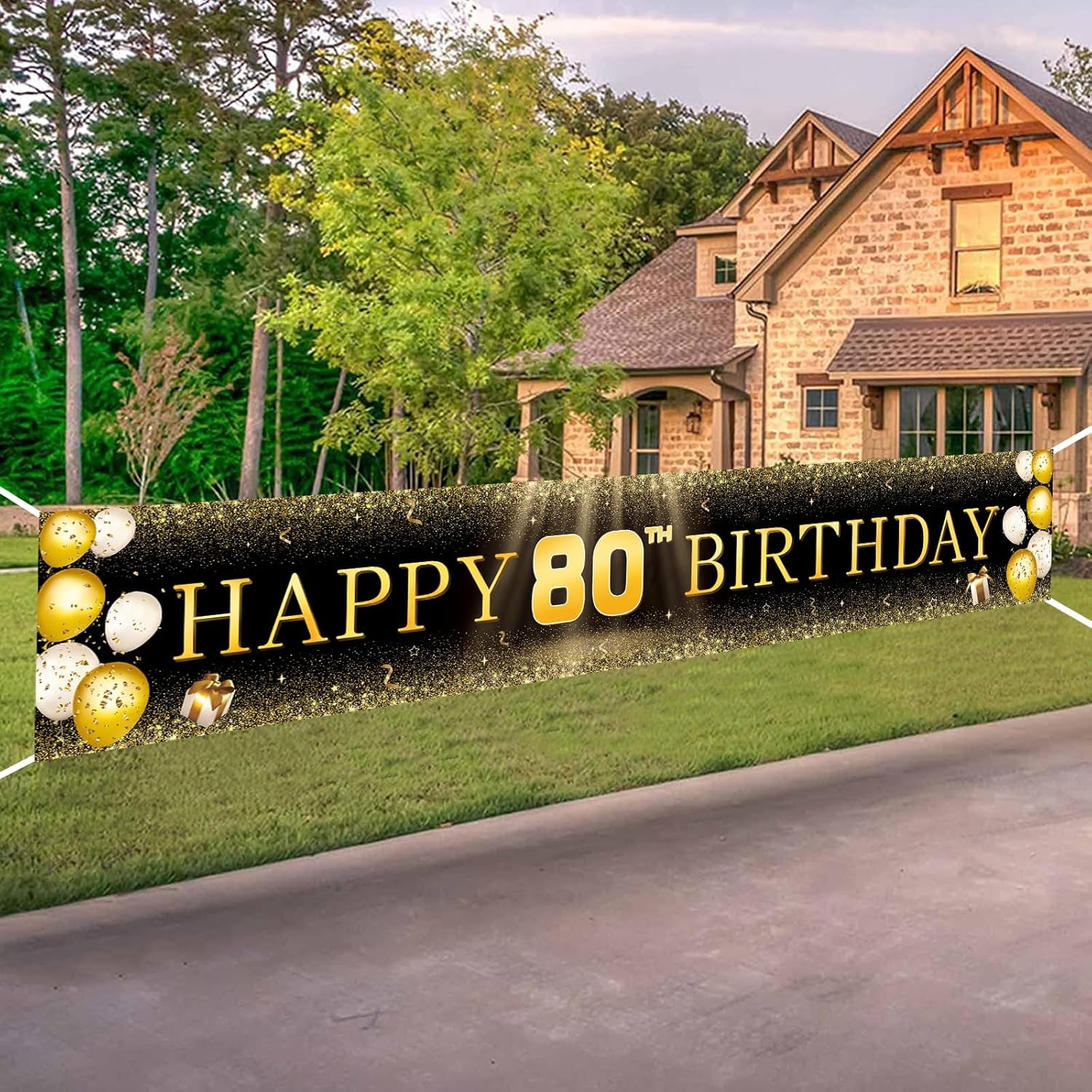 Large Happy 80th Birthday Banner, Happy 80th Birthday Decorations Yard ...