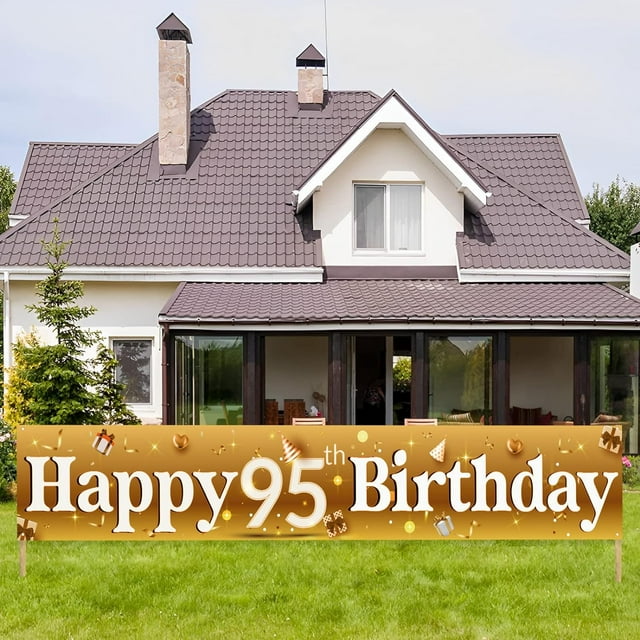 Large Happy 95th Birthday Banner, 95th Birthday Party Decorations for ...