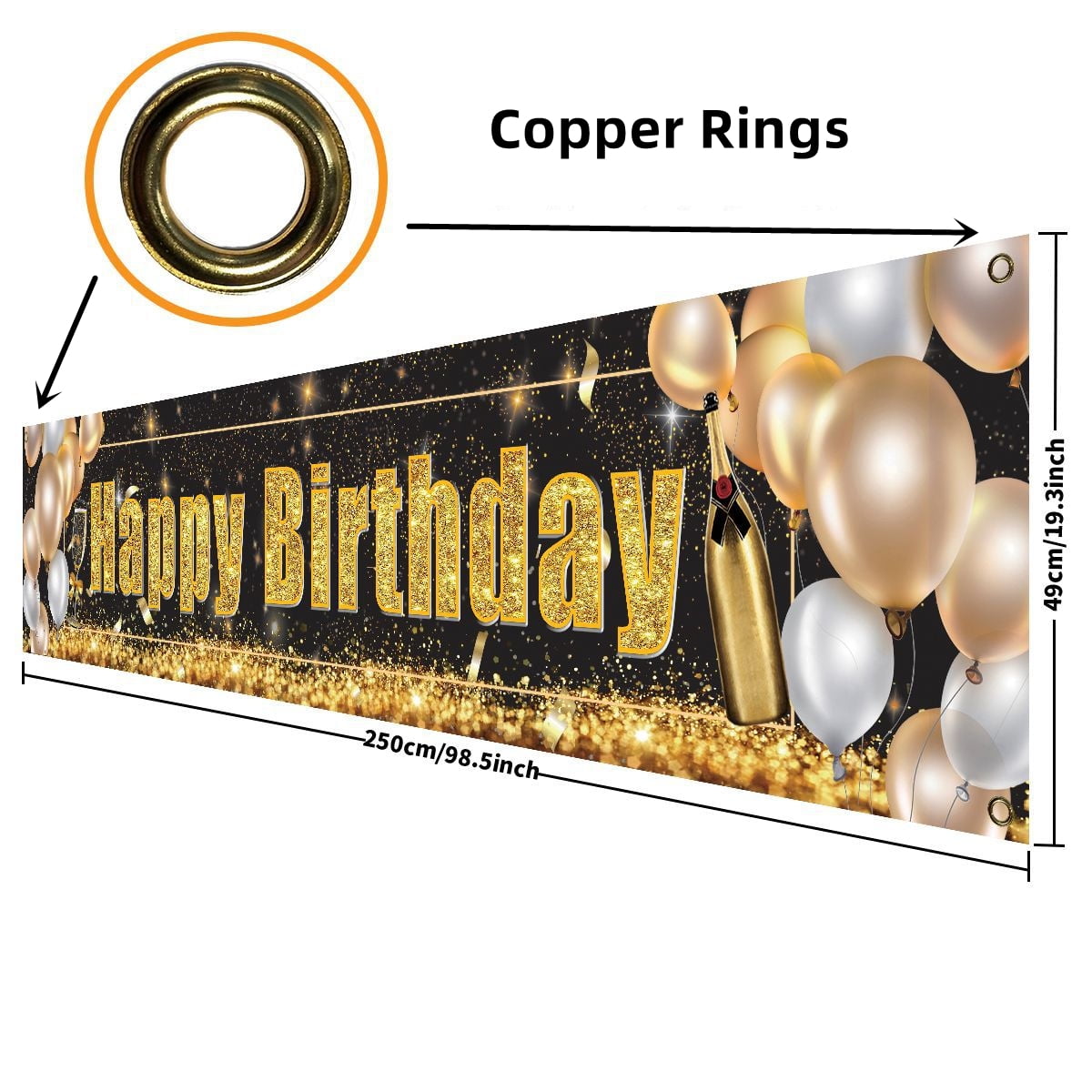 Large Happy Birthday Banner 250cm/8.2ft Large Yard Sign for Party Wall ...