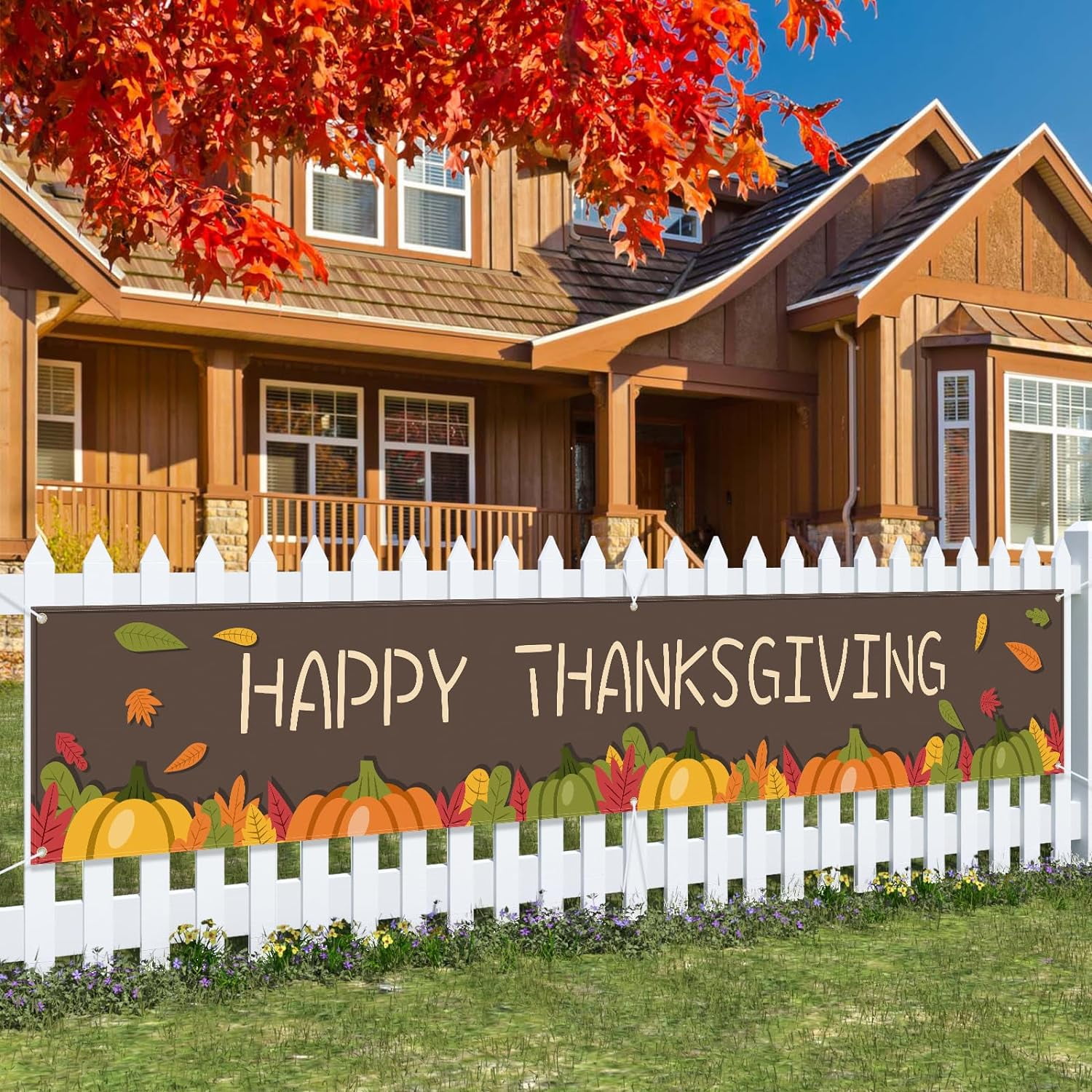 Large Happy Thanksgiving Decorations Banner Outdoor Yard Signs Party ...