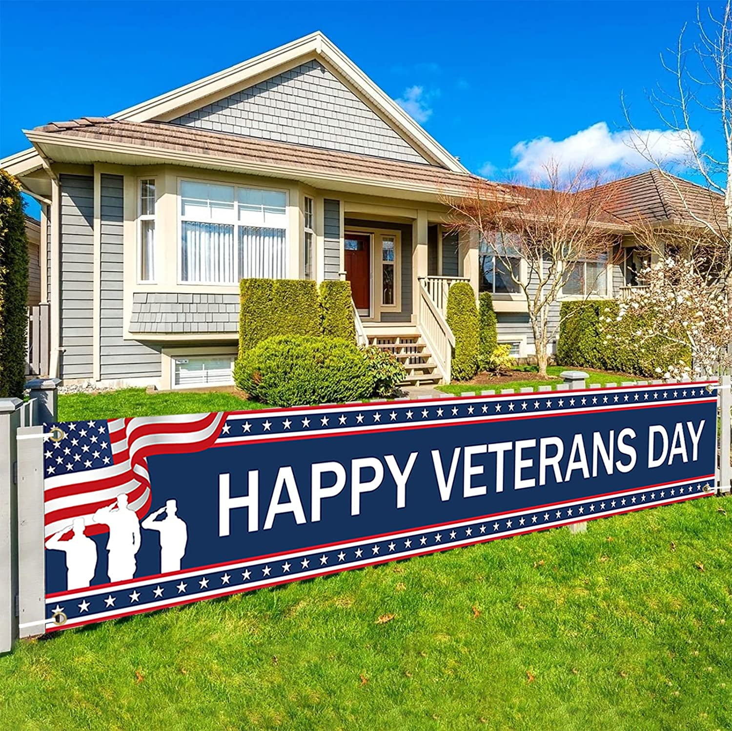 Large Happy Veterans Day Yard Banner, Military Veteran Hanging Sign ...