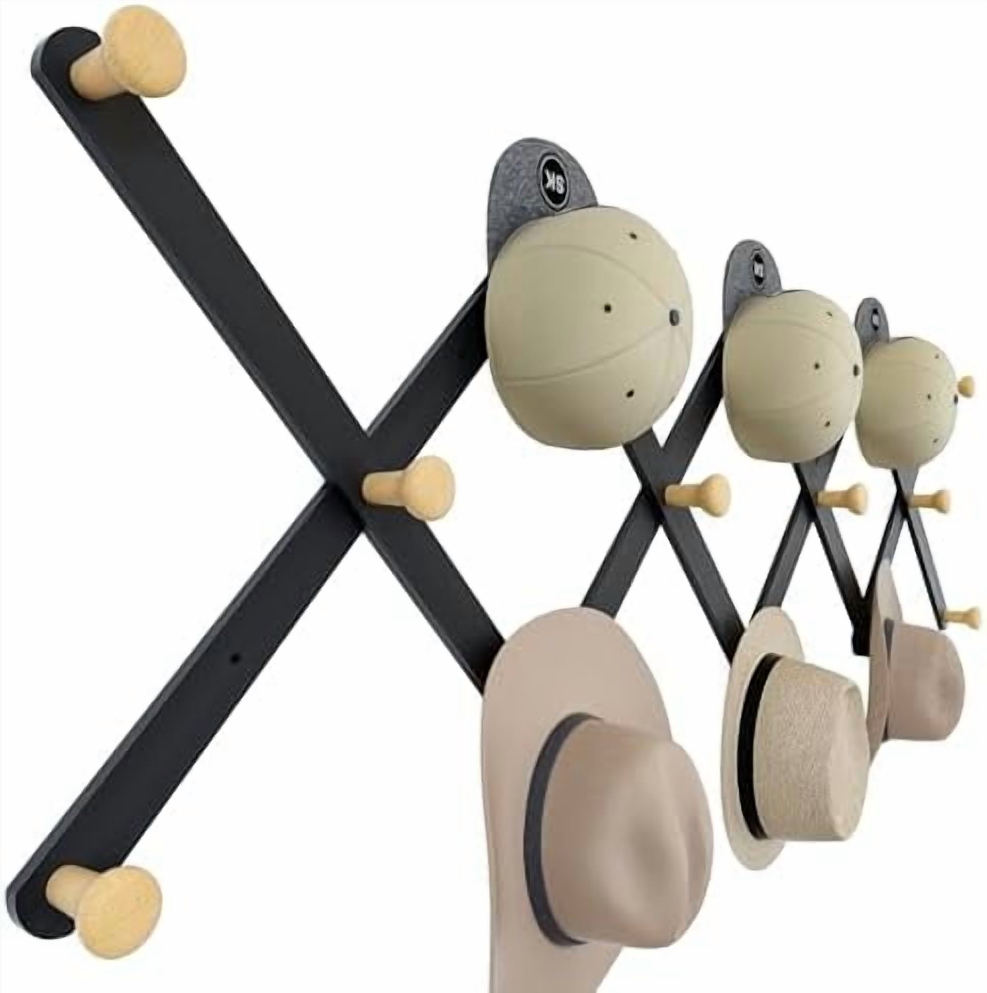 Large Hat Rack for Wall, Wooden Accordion Wall Hanger, Modern ...