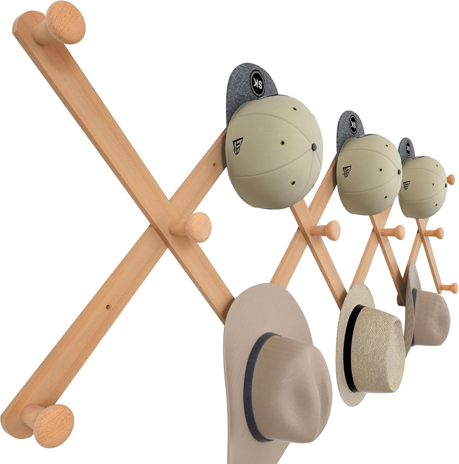 Large Hat Rack for Wall, Wooden Accordion Wall Hanger, Modern ...