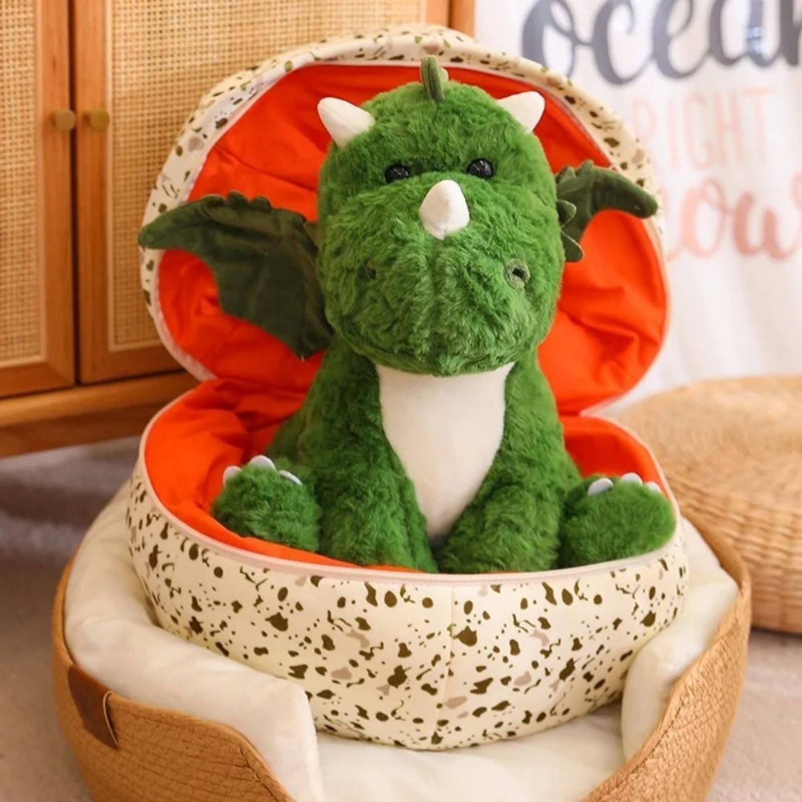 Large Hatching Dinosaur Egg Plush Toy Set, 2-in-1 Baby Pterosaur ...