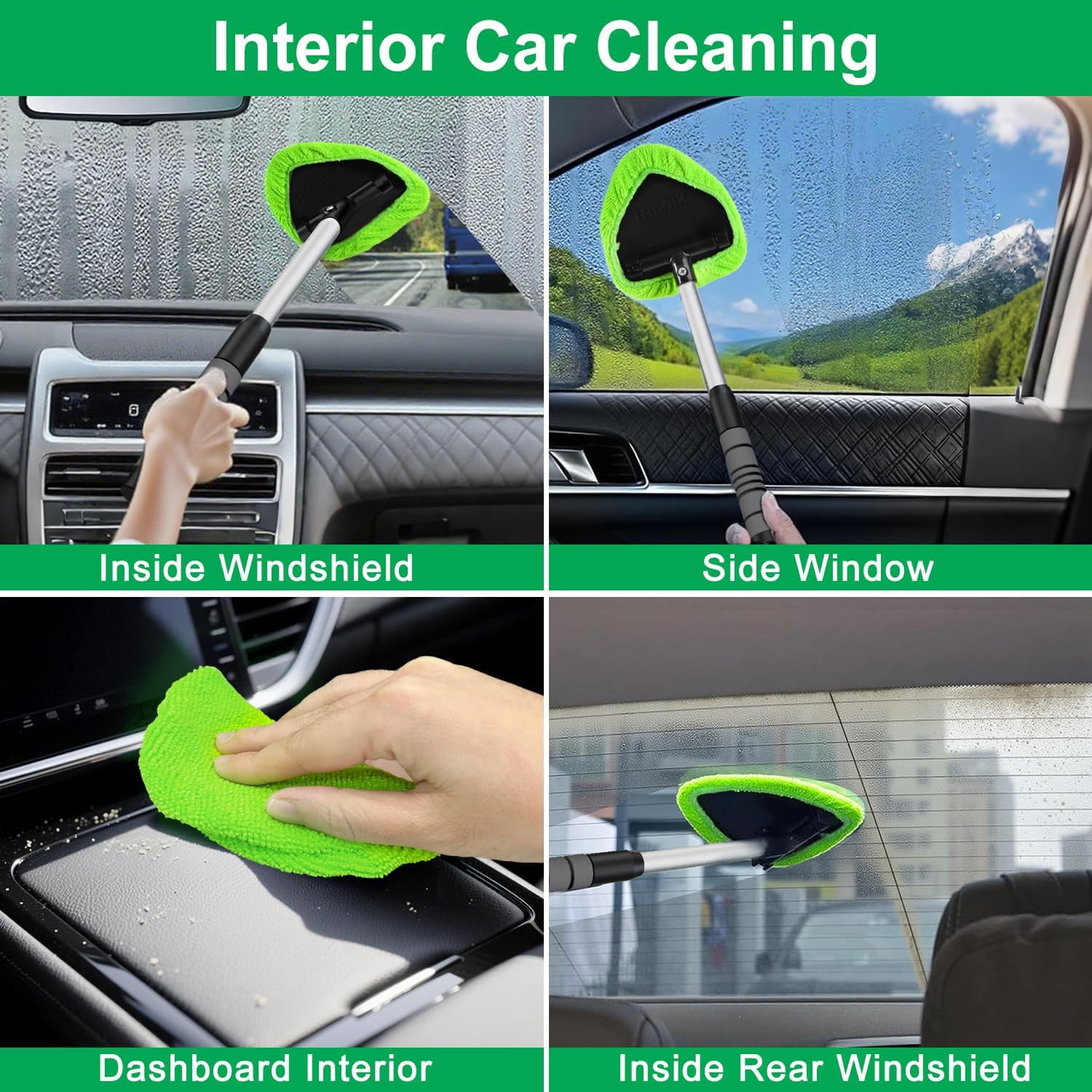 Large Head Windshield Cleaner Tool – Extendable Handle Car Window Wiper ...