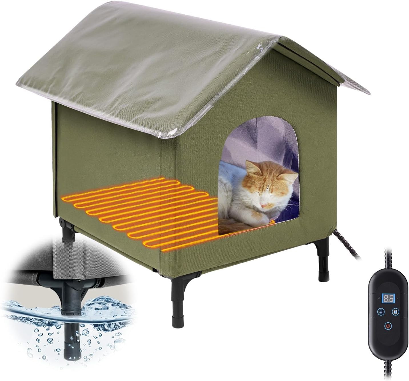 Large Heated Cat House for Outside, Insulated Weatherproof Outdoor ...