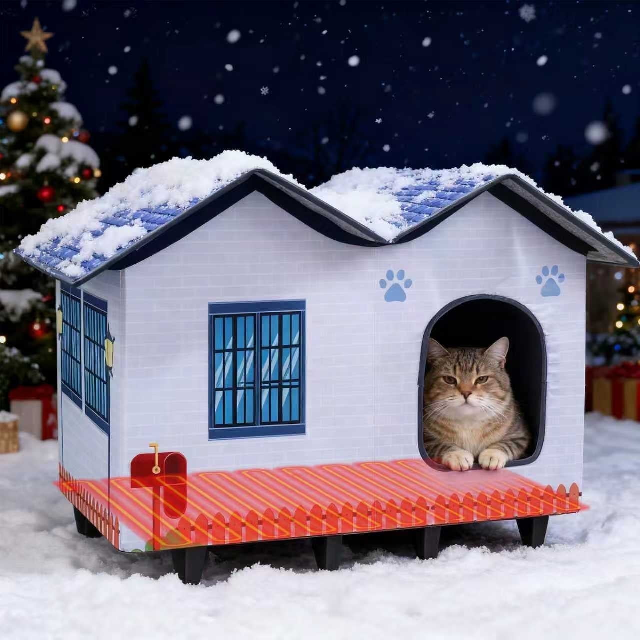 Large Heated Cat Houses for Indoor/Outdoor Cats with Elevated Heated ...