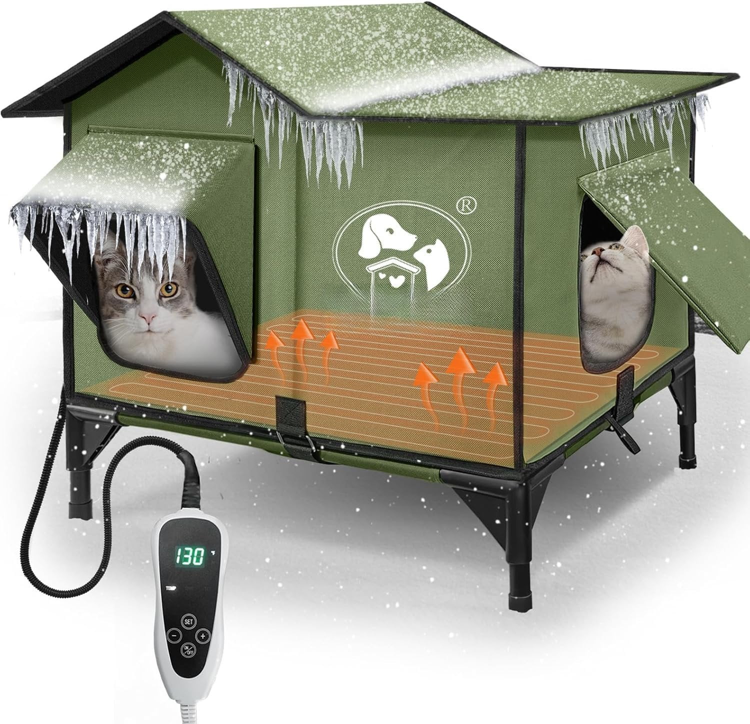 Large Heated House for Outside 21x17x17 in with Time Temperature ...