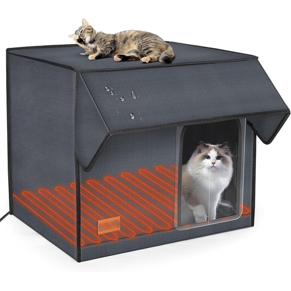 Large Heated House for Outdoor Cats in Winter, Weatherproof & Elevated ...