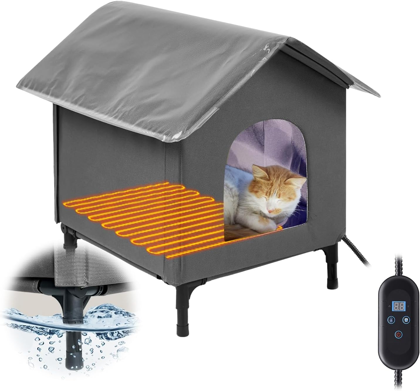 Large Heated Outdoor Cat House for Winter, Weatherproof Outside Feral ...