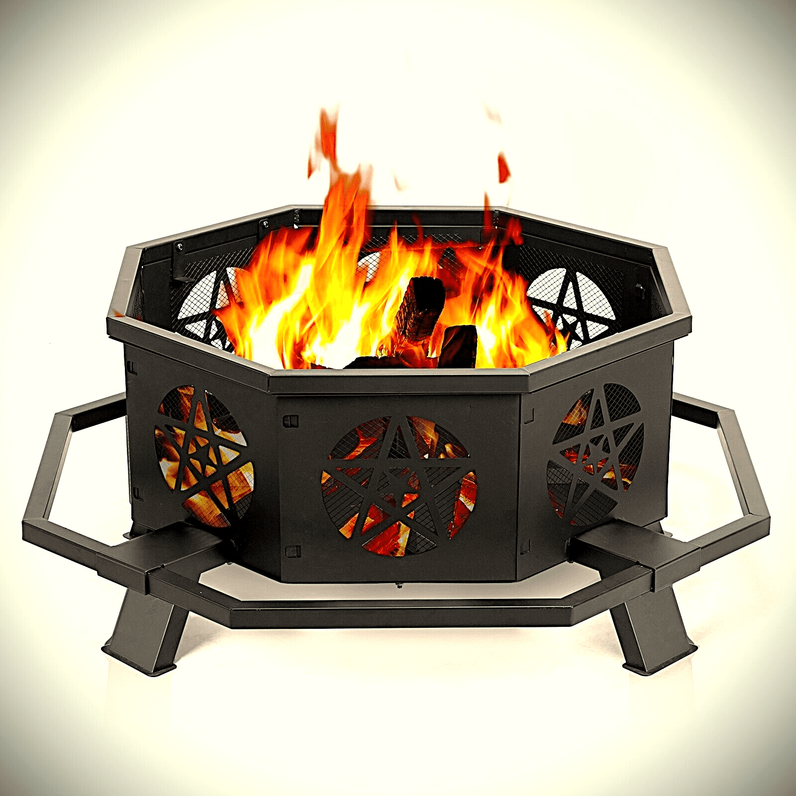 Large Heavy Duty 43" Octagonal Outdoor Wood Burning Fire Pit, Star ...