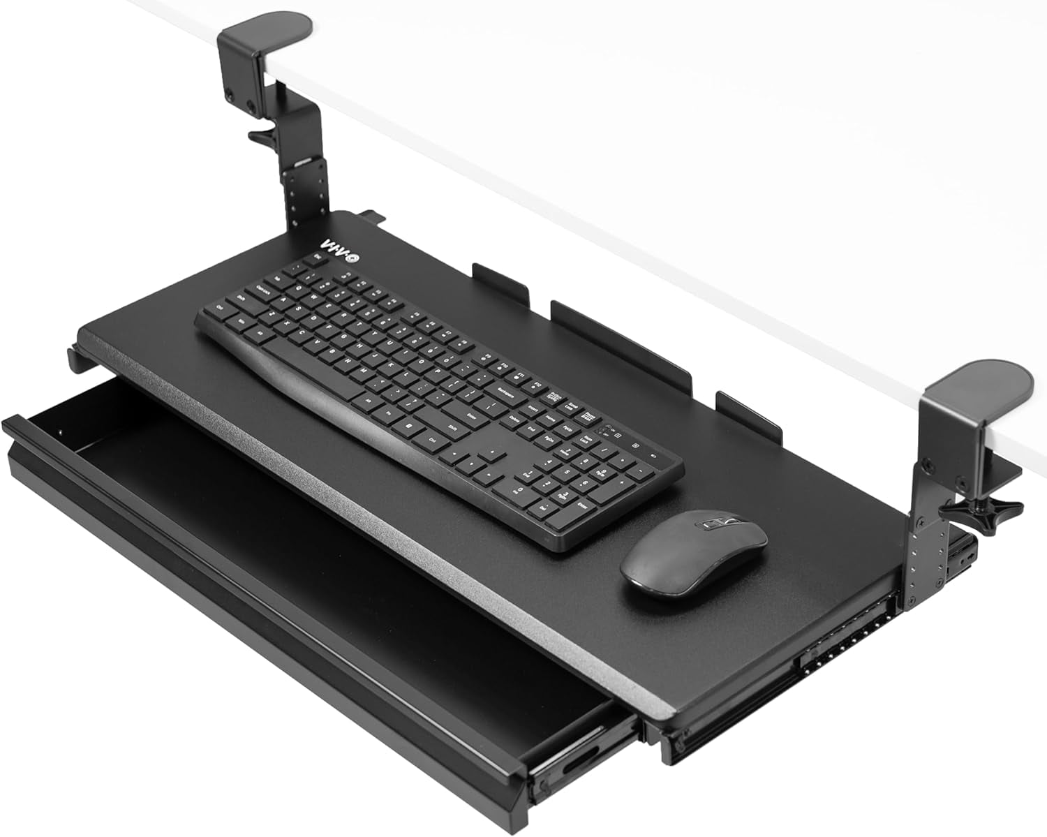 Large Height Adjustable Clamp-on Keyboard Tray, Extra Sturdy Pull Out ...