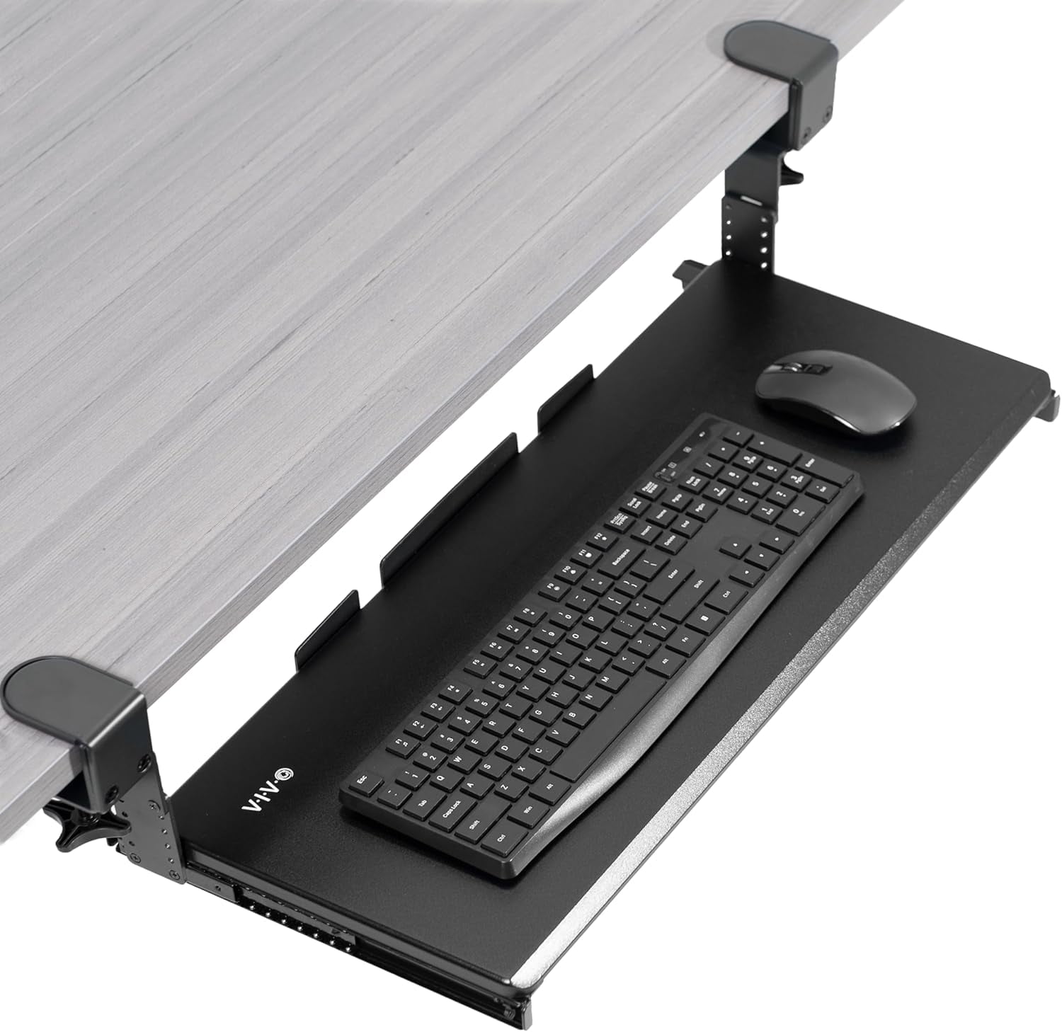 Large Height Adjustable Under Desk Keyboard Tray, C-clamp Mount System ...