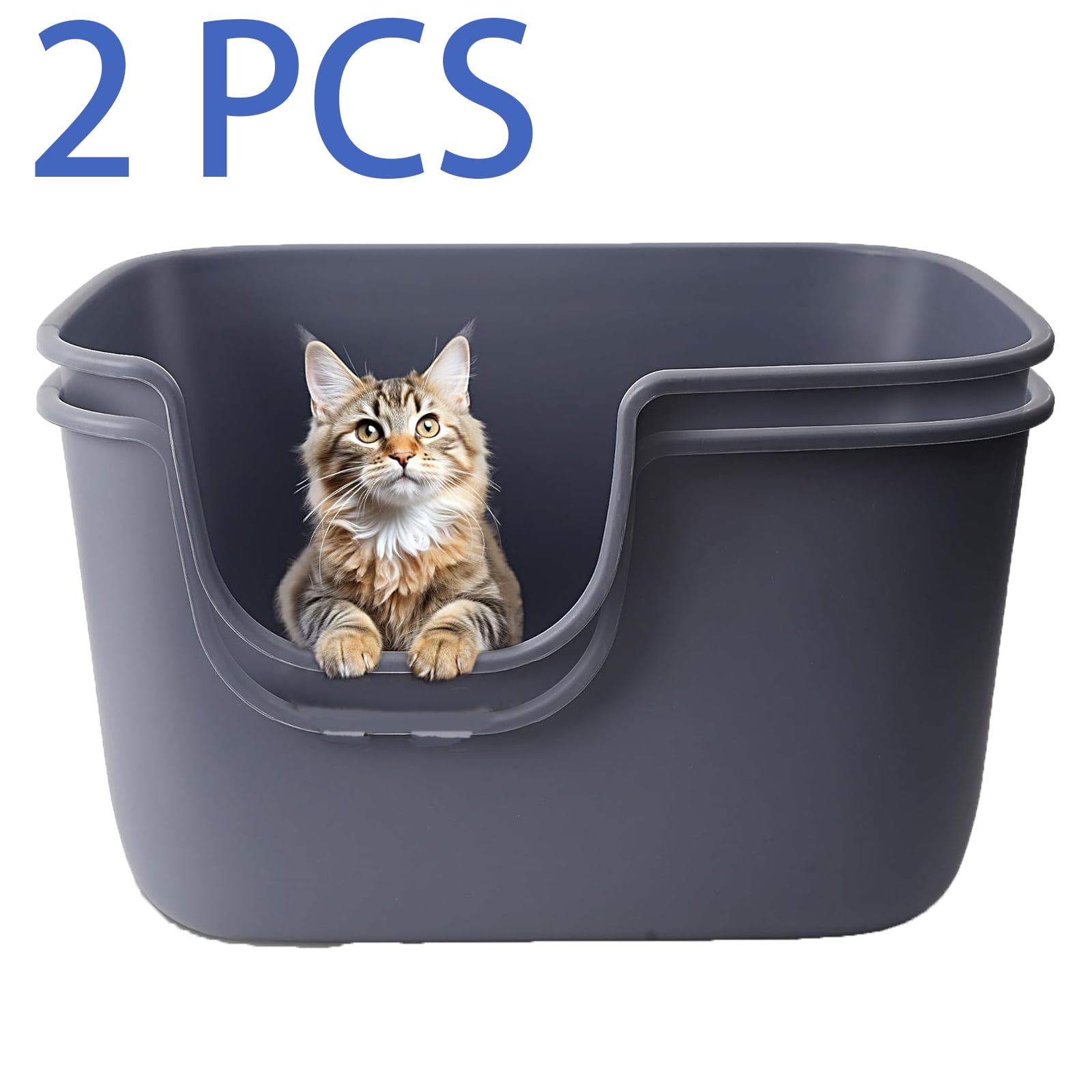 Large High Sided Cat Litter Box Extra Deep Litter Tray for Multi Cats ...