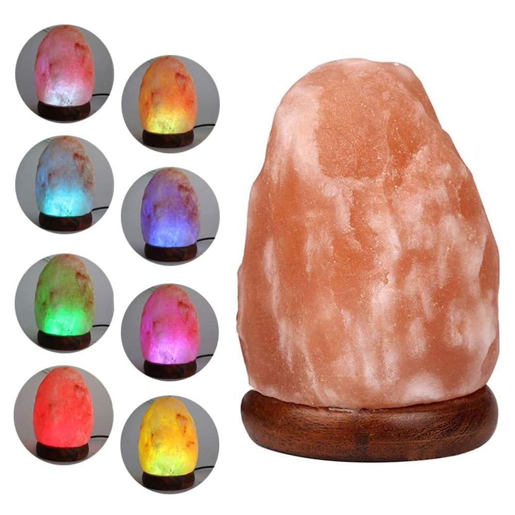 Large Himalayan Salt Lamp with Wood Dimmer Switch,Table Lamps Night ...