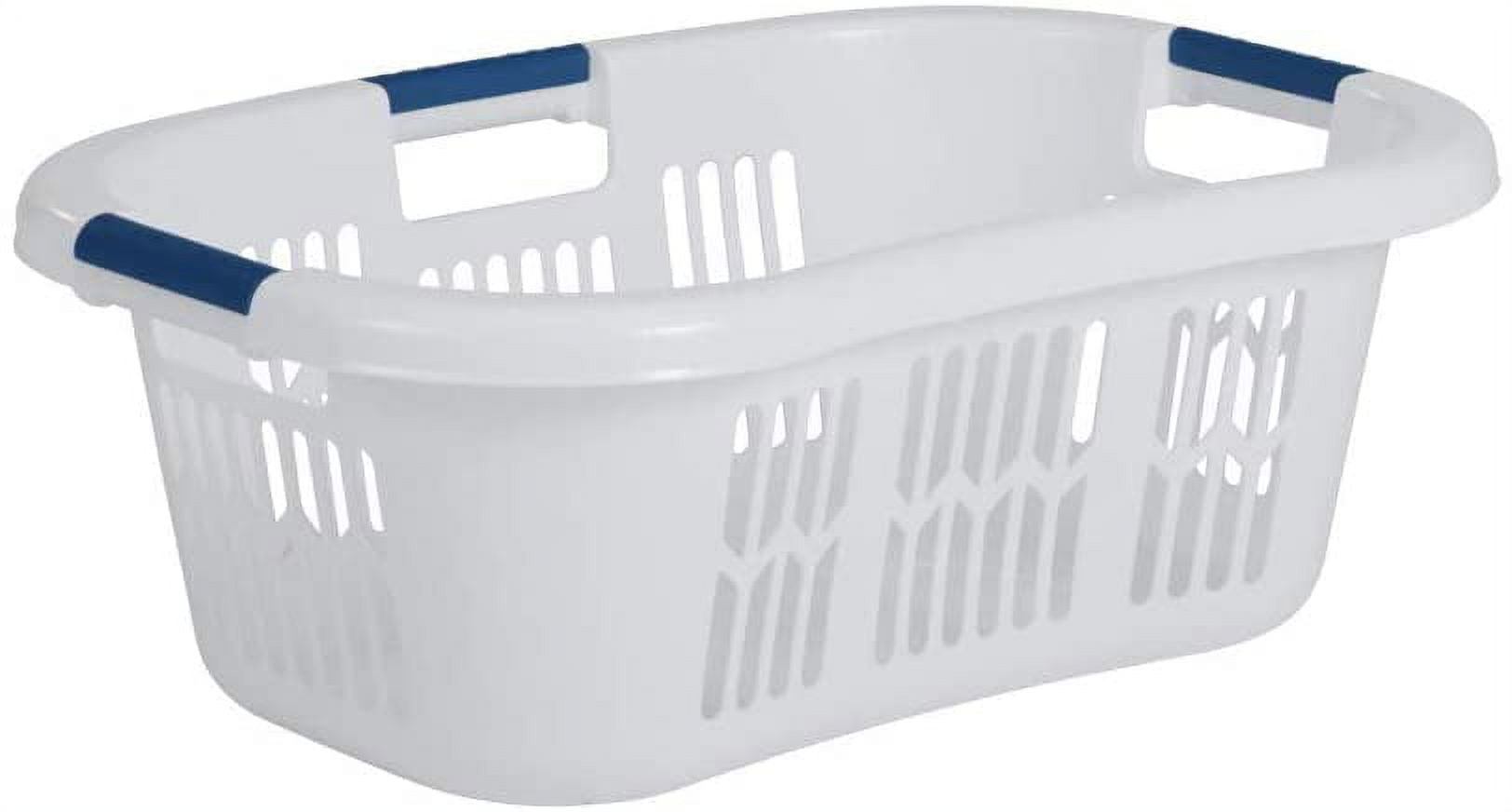 Large Hip-Hugger Laundry Basket/Hamper, 1.5-Bushel, White, Stackable ...