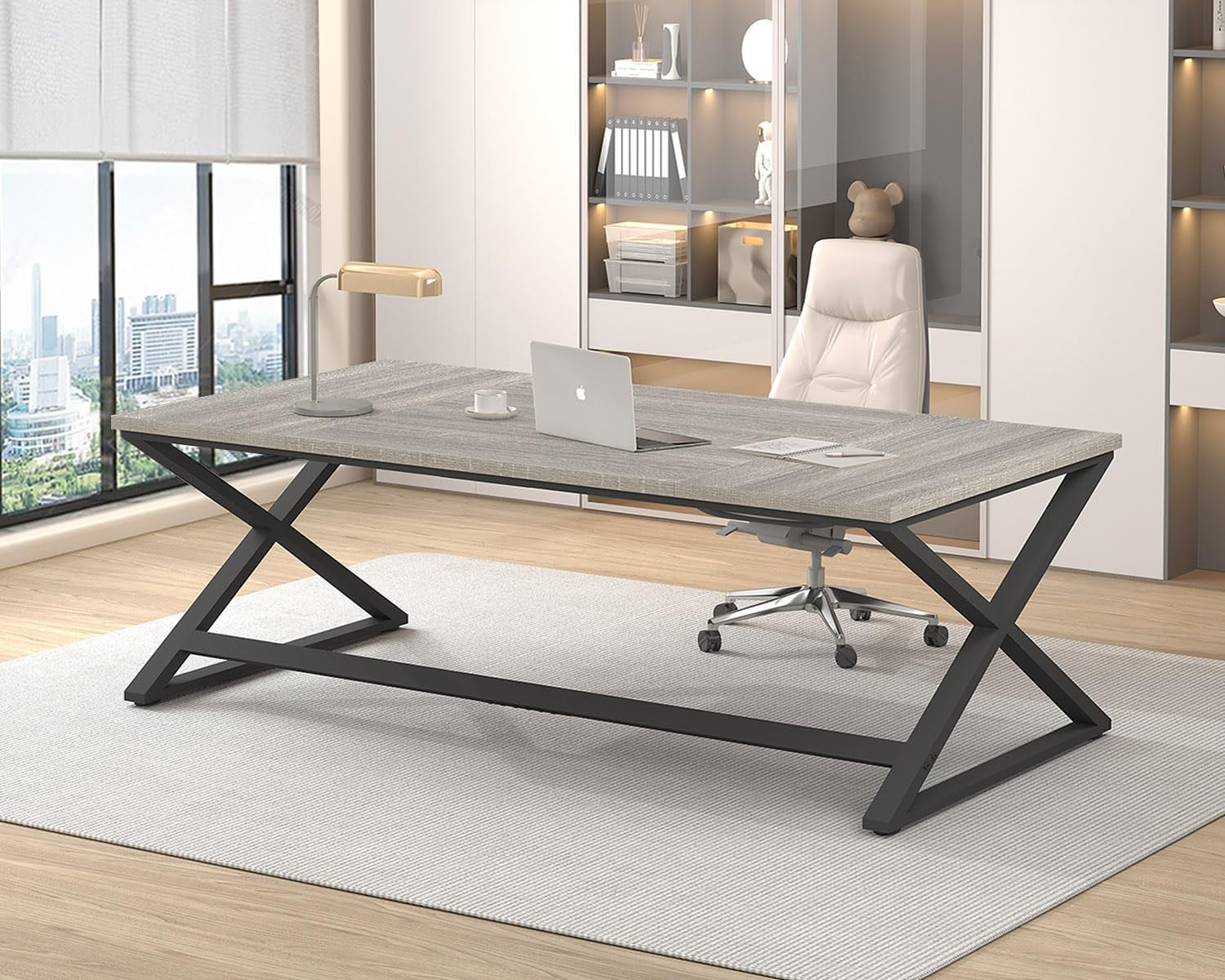 Large Home Office Computer Desk, Industrial Long Work Study Writing ...