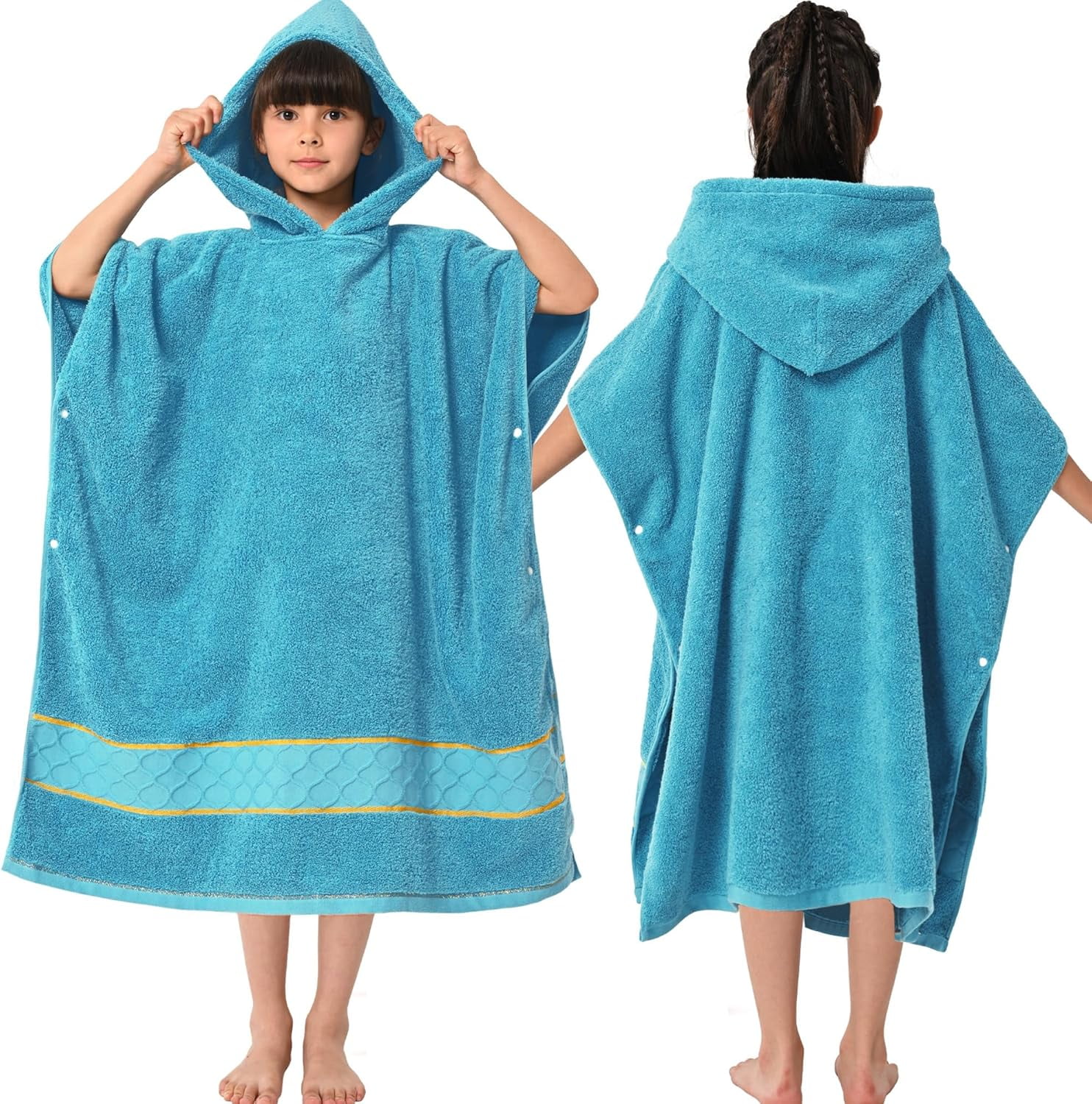 Large Hooded Towel for Big Kids 6-12 Years, 100% Cotton Absorbent ...