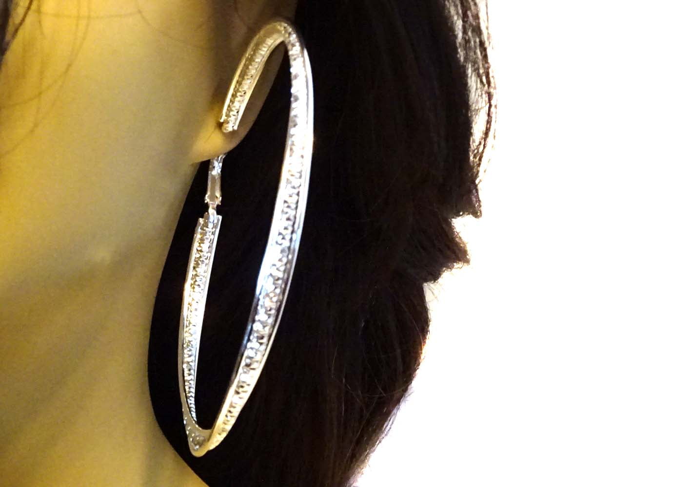 Large Hoop Earrings Double Twisted Silver Tone Hoop Earrings 3 inch ...