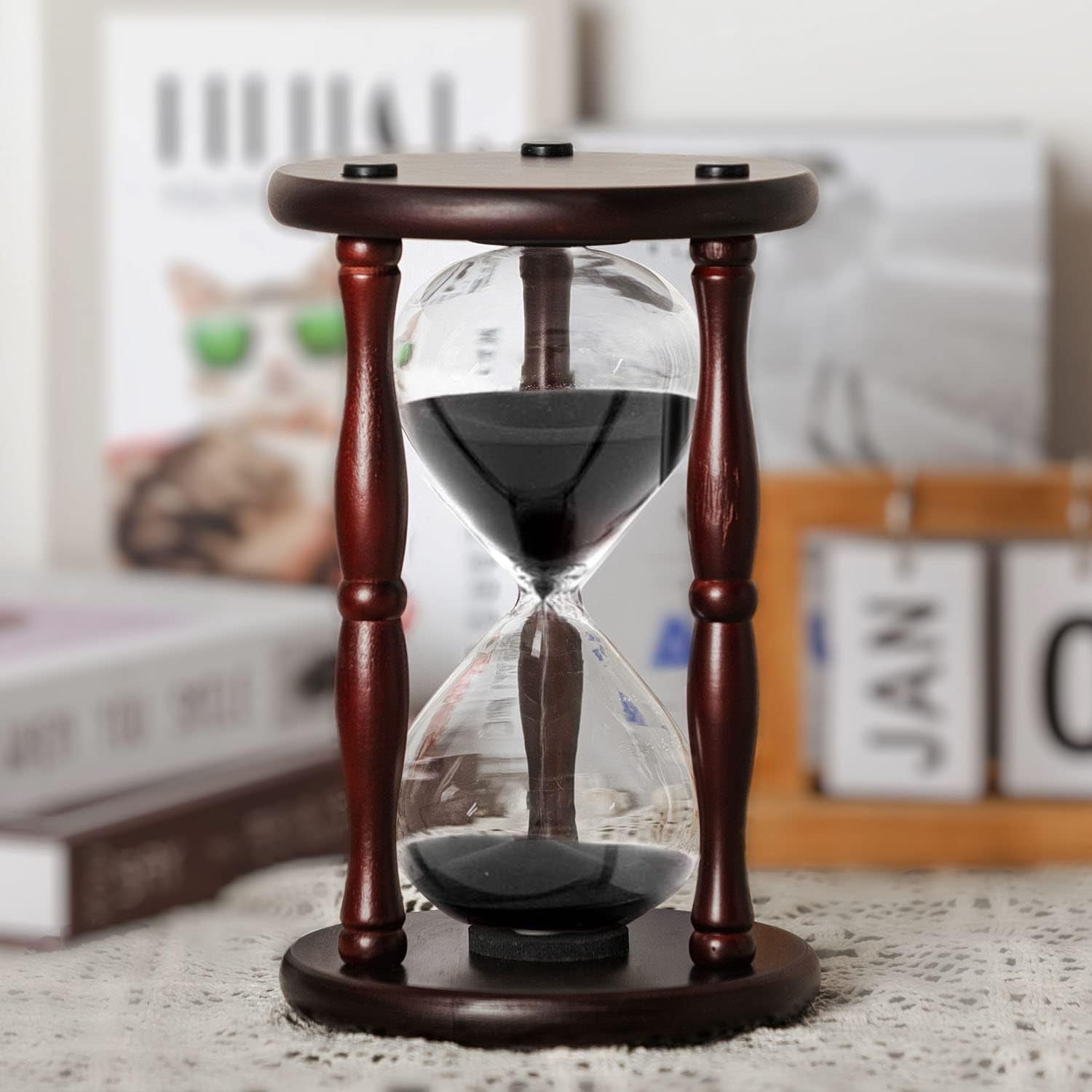 Large Hourglass Timer 60 Minute, Decorative Wooden Sand Timer Home ...