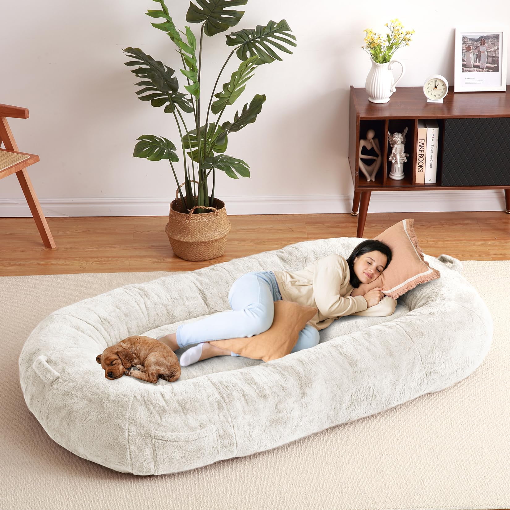 AOILE Large Human Size Dog Bed for Adults - 71"x43.3"x10", Washable ...