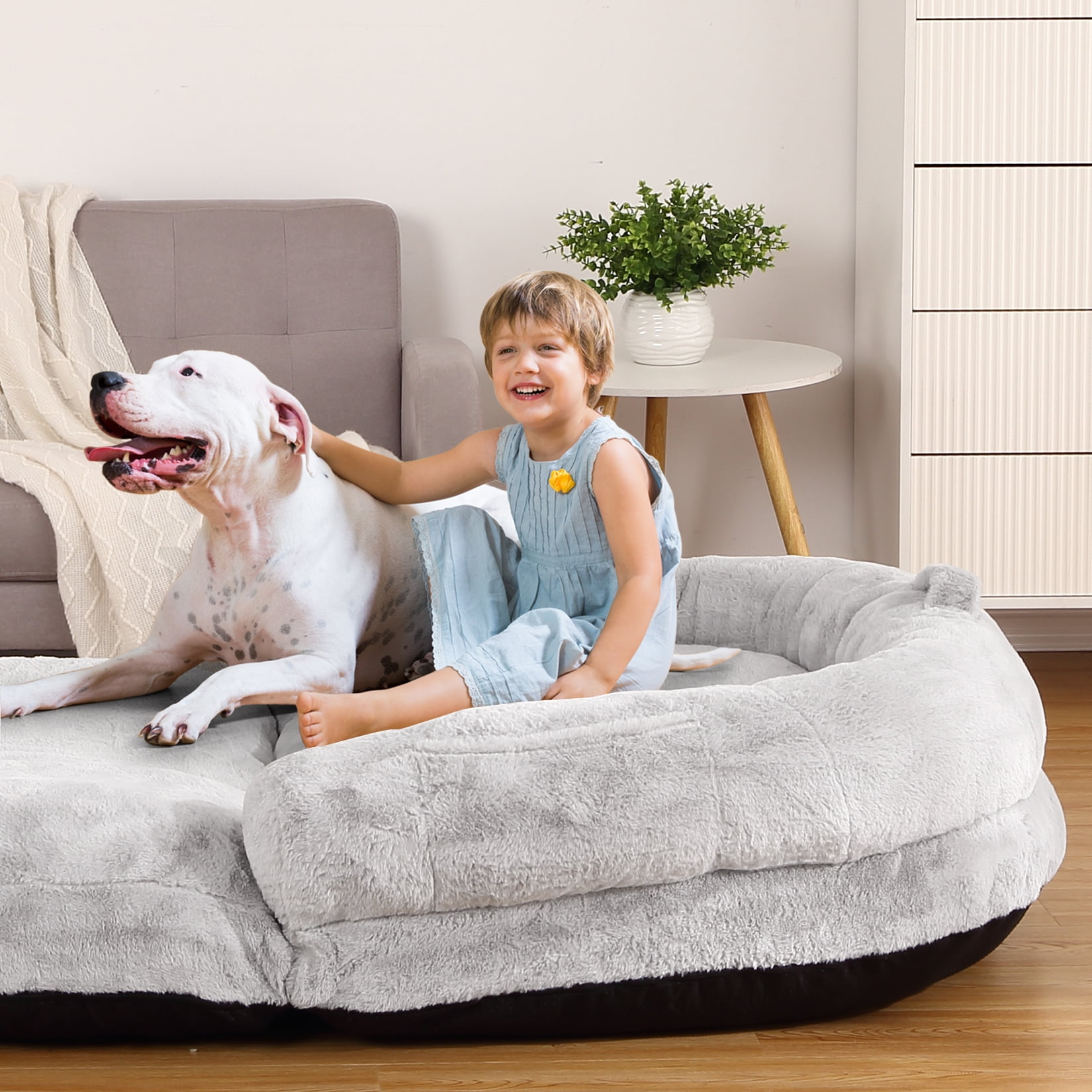 Large Human Sized Dog Bed 71"x43"x10" Foldable Dog Bed, Washable and ...