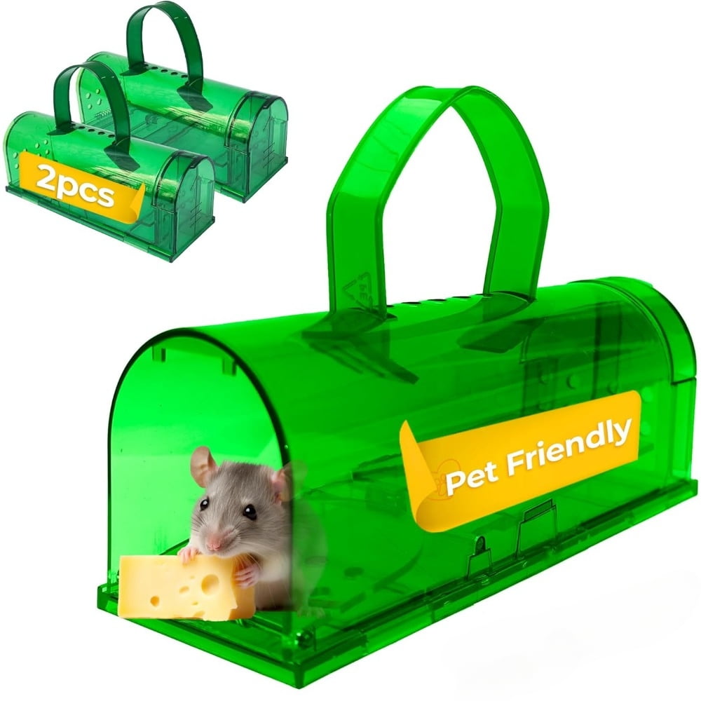 Large Humane Mouse Trap Indoor/Outdoor No See Kill 2 Pack - Mice Mouse ...