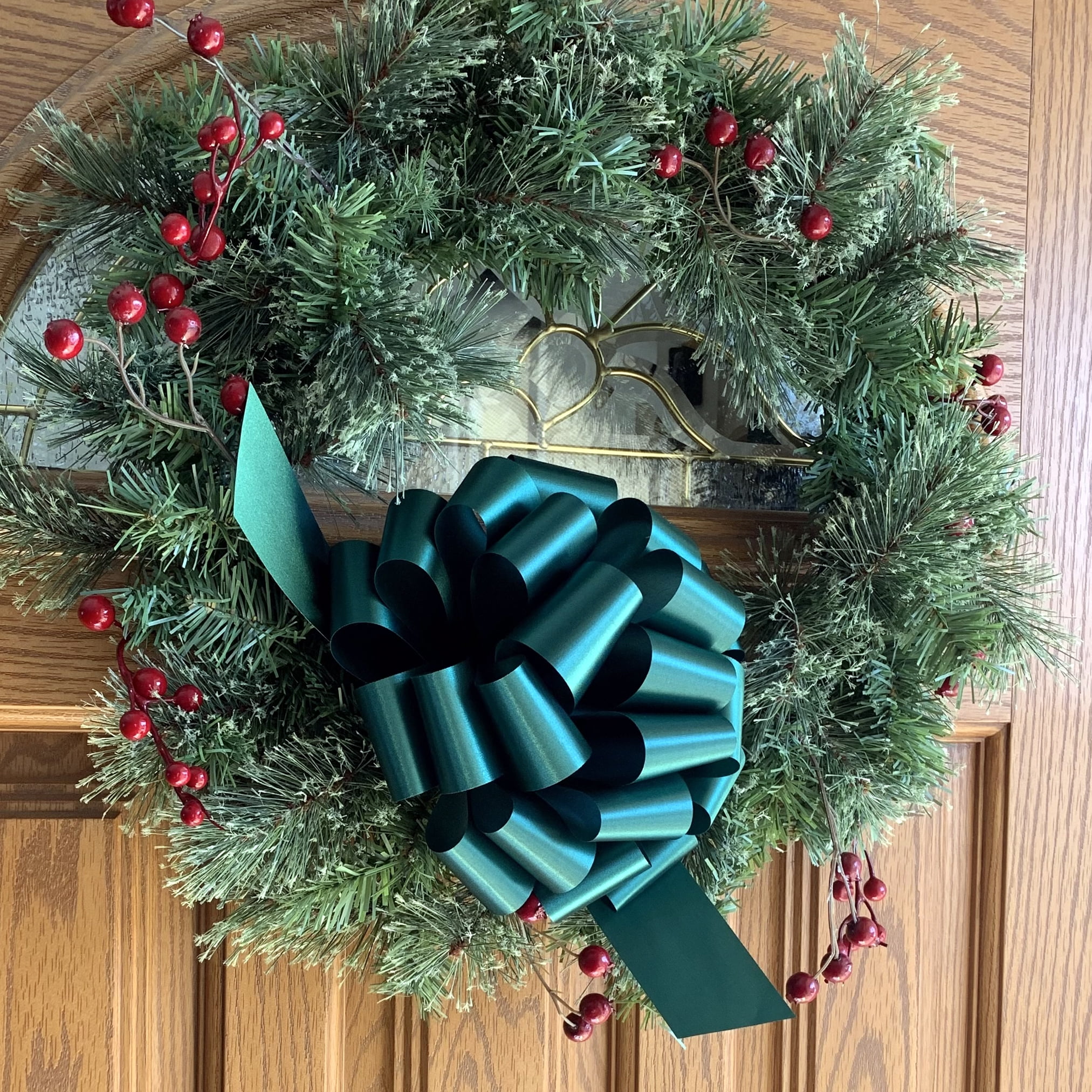 Large Hunter Green Pull Bows - 9" Wide, Set of 6, Fall, Christmas ...
