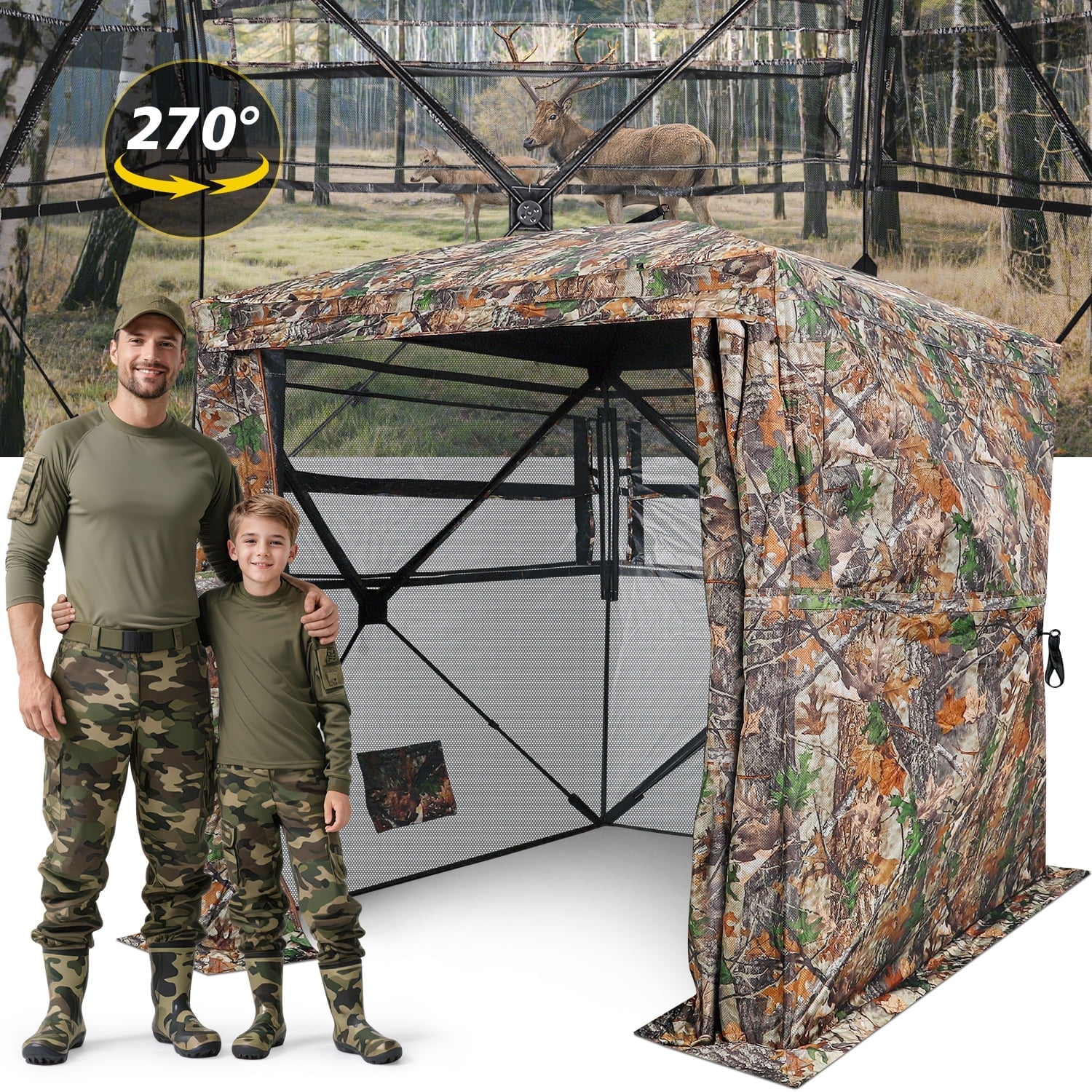 Large Hunting Blind with Silent Slid Door, 270 Degree See Through Deer ...