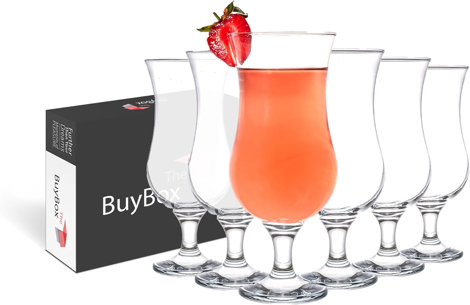 Large Hurricane Glass Set Of 6 Pcs 15.5 Oz / 460 Ml Milkshake,Tall ...