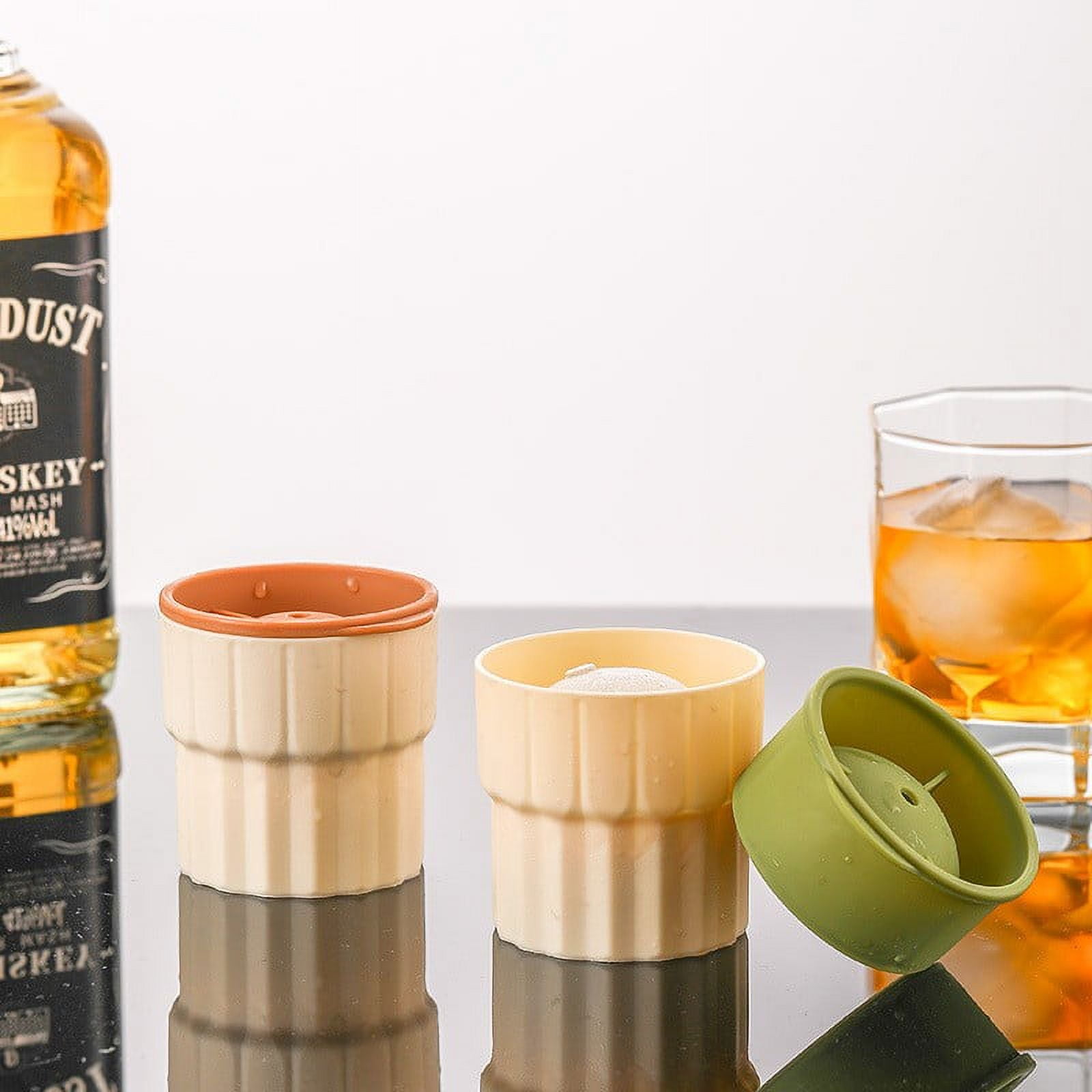 Large Ice Ball Maker with Lid, 6 x 2.5 Inch Ice Balls - BPA Free, Easy ...