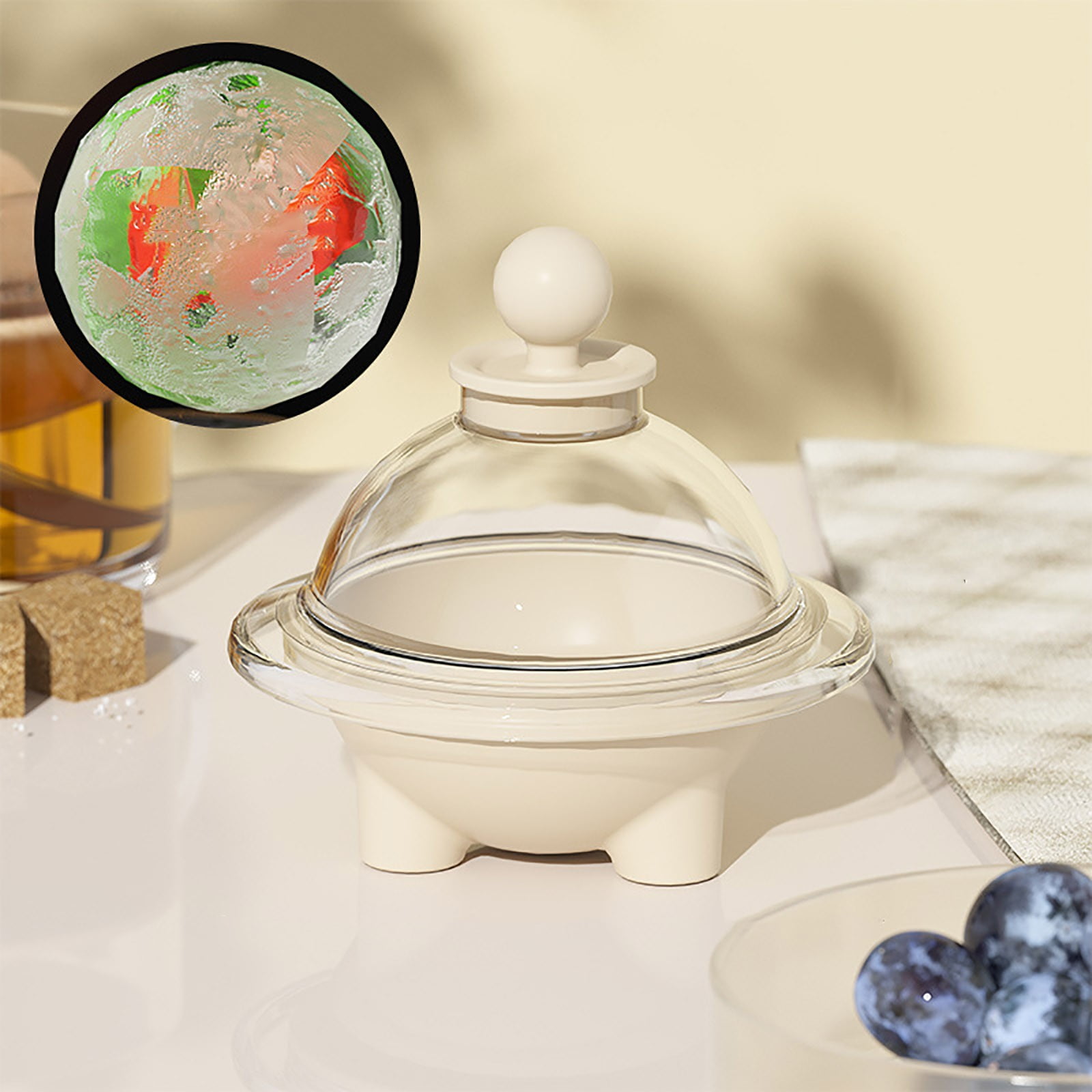 Large Ice Balls Maker, Round Ice Cubes Tray, Ice Molds Leak Decorative ...