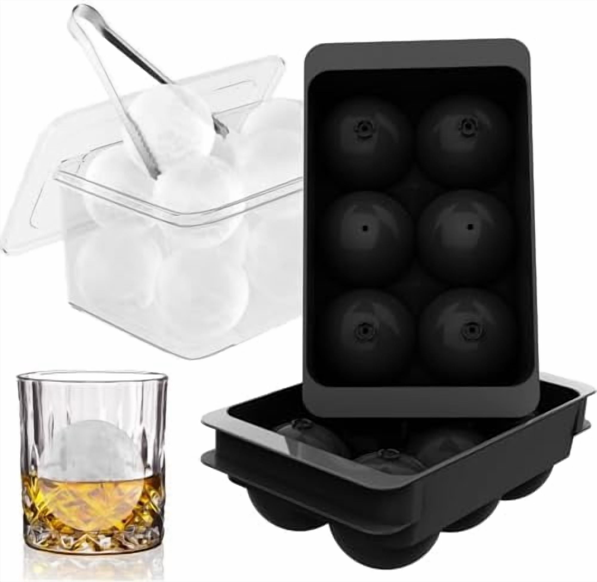 Large Ice Cube Molds, Big Round Whiskey Ice Cube Trays for Freezer ...