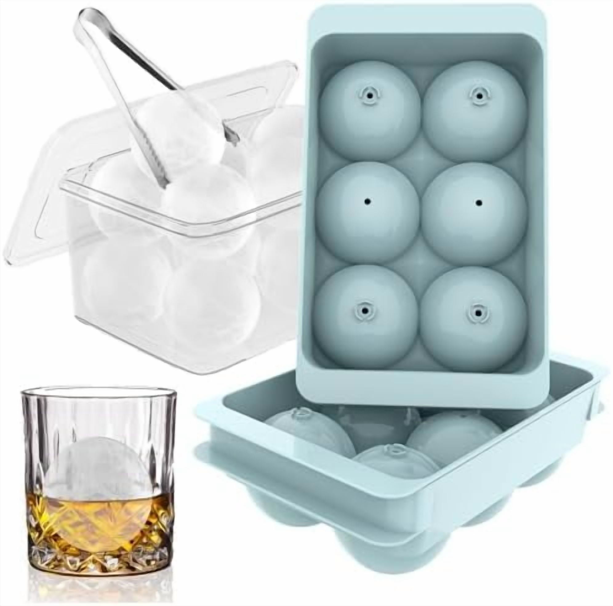 Large Ice Cube Molds, Big Round Whiskey Ice Cube Trays for Freezer ...