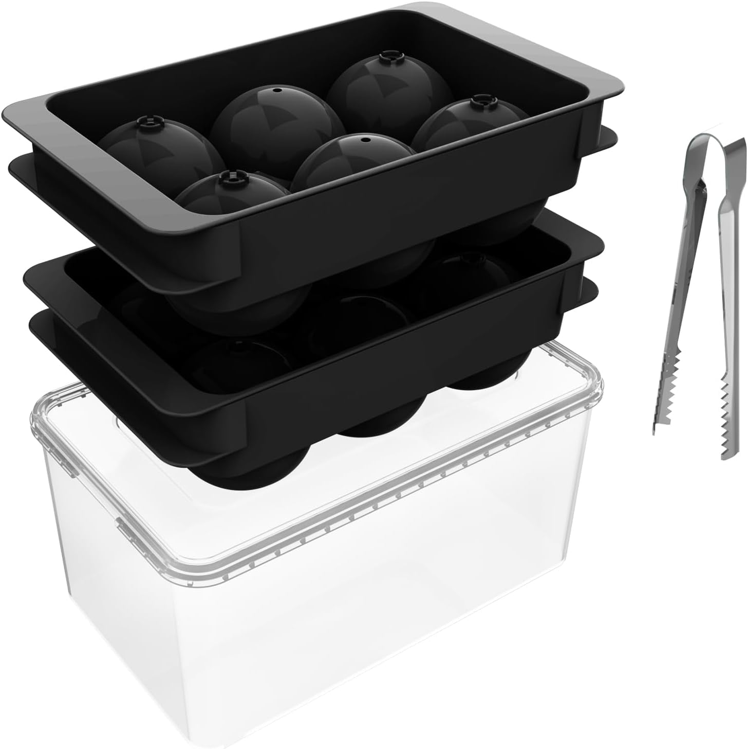 Large Ice Cube Molds with Lid&Bin, 2Inch Whiskey Ice Mold for Space ...