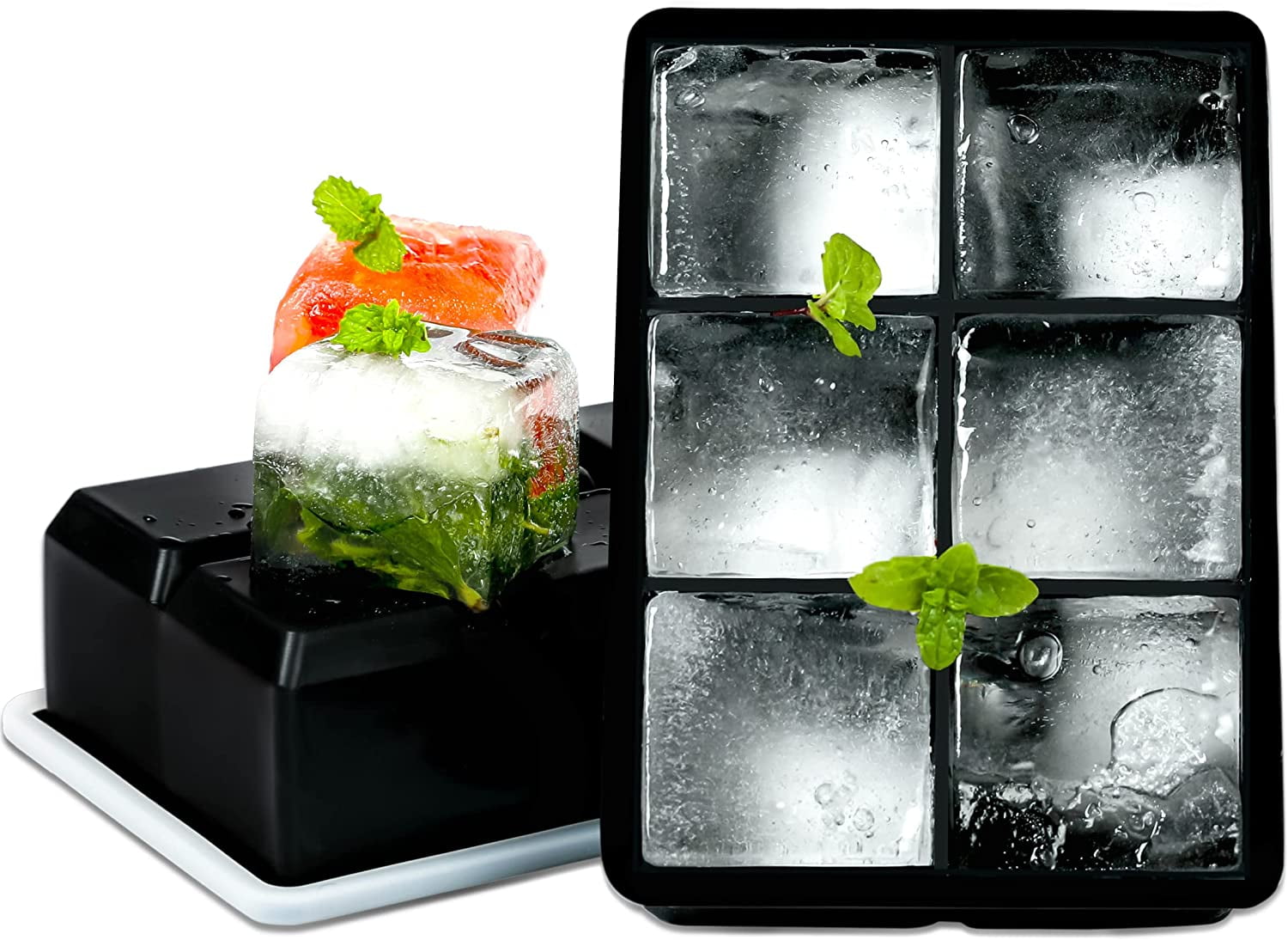 Large Ice Cube Tray 2 Pack Silicone Ice Cube Trays with Lid for Freezer ...