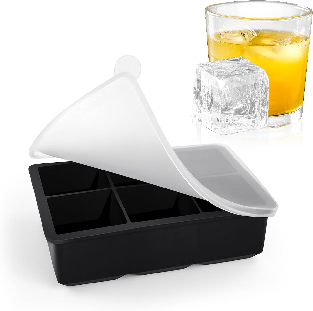 Large Ice Cube Tray with Lids, Big Square Silicone Freezer Mold, 2inch ...