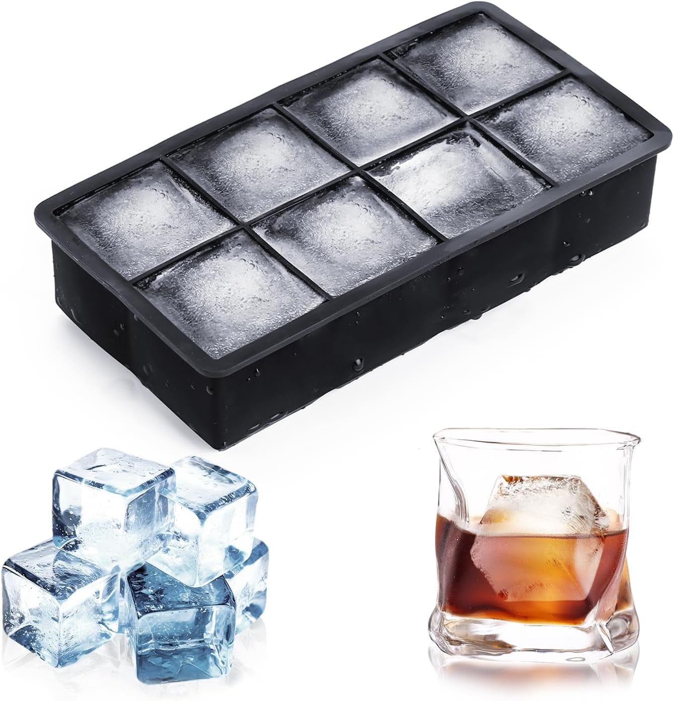 Large Ice Cube Tray - Ice Cube Trays for Freezer - Stackable Big ...