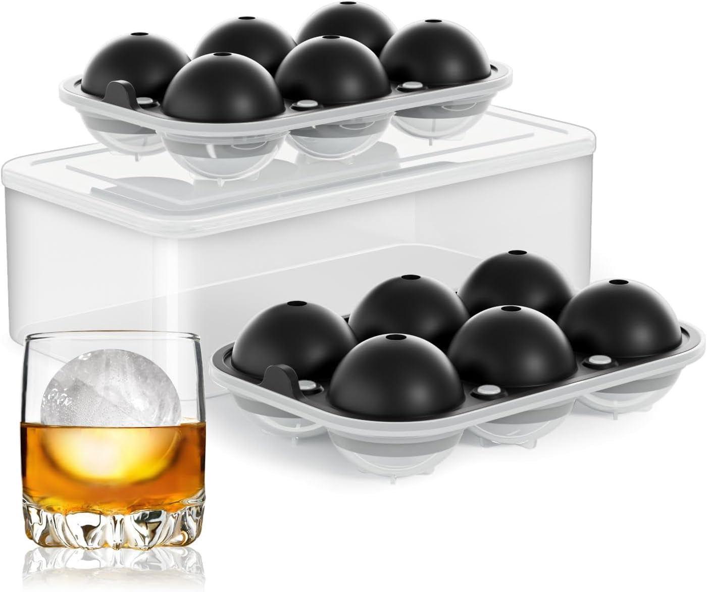 Large Ice Cube Tray for Whiskey: 2.5 Inch Silicone Ice Ball Maker ...