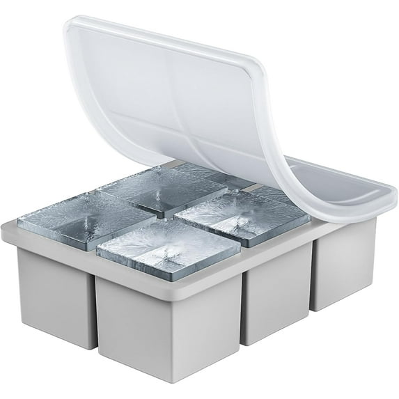 Large Ice Cube Tray for Whiskey, Big Silicone Square Ice Cube Mold with ...