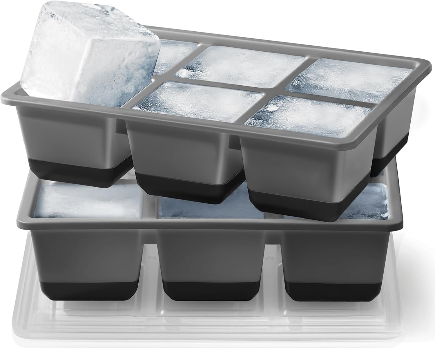 Large Ice Cube Trays 2 Pack, Easy Release 2.4" Big Ice Cubes, Stackable ...