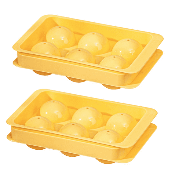 Large Ice Square Molds, 2 INCH Space-Saving Whiskey Mold, Leak-Free Round Yellow Tray - Walmart.com