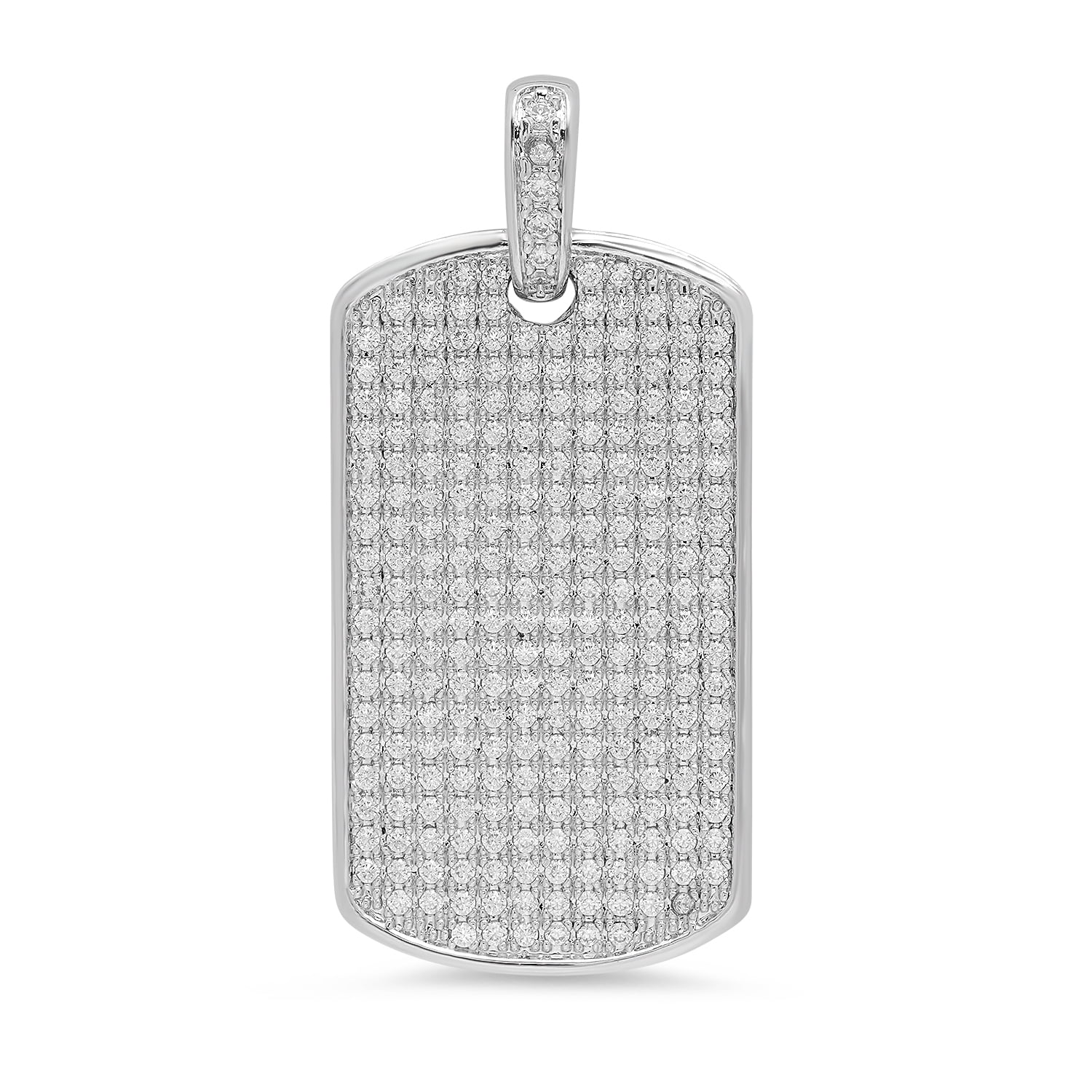 Large Iced Out 33.3mm x 19mm Rhodium Plated Dog Tag CZ Bling Pendant ...