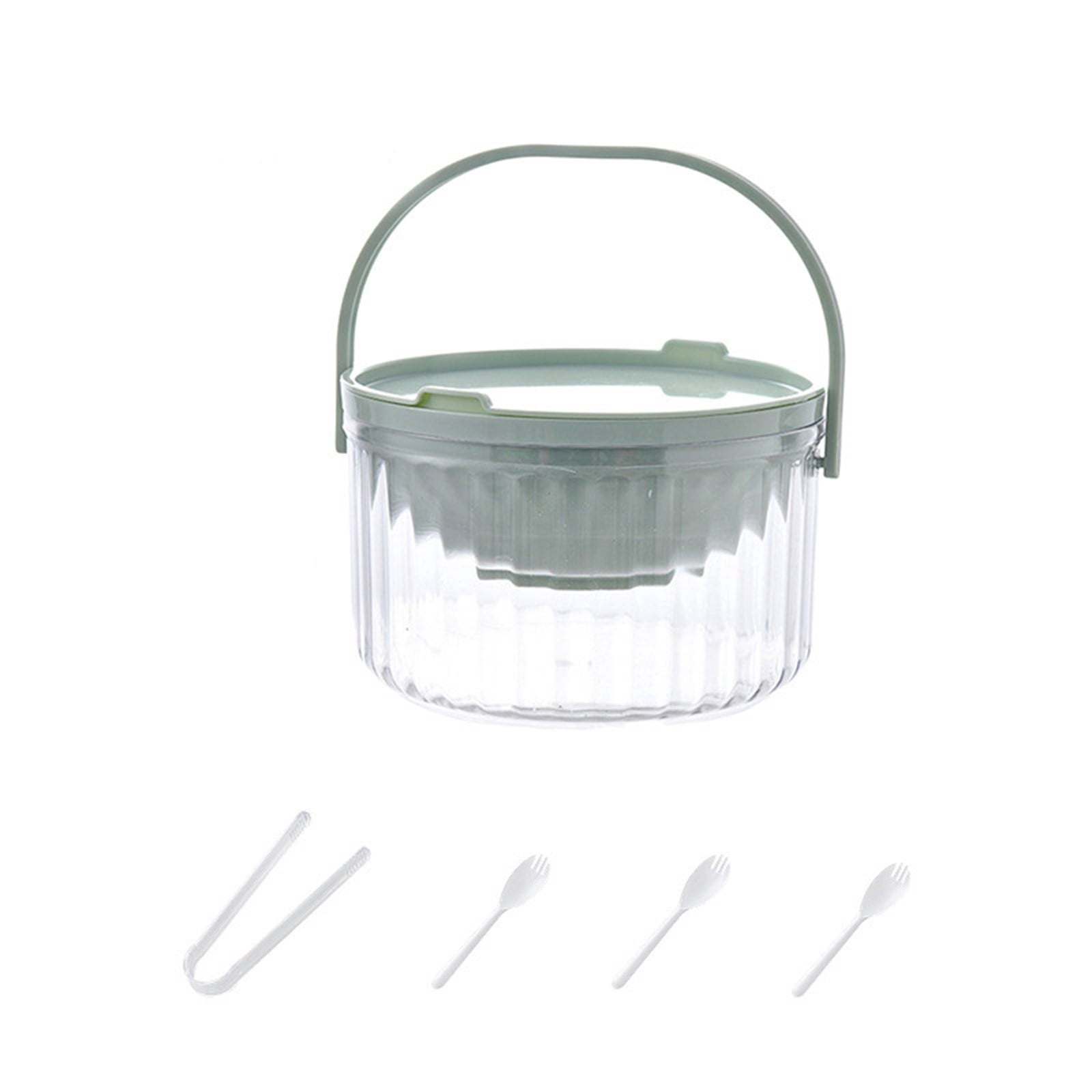 Large Iced Salad Bowl with Lid and Utensils to Go Ice Chilled Food ...