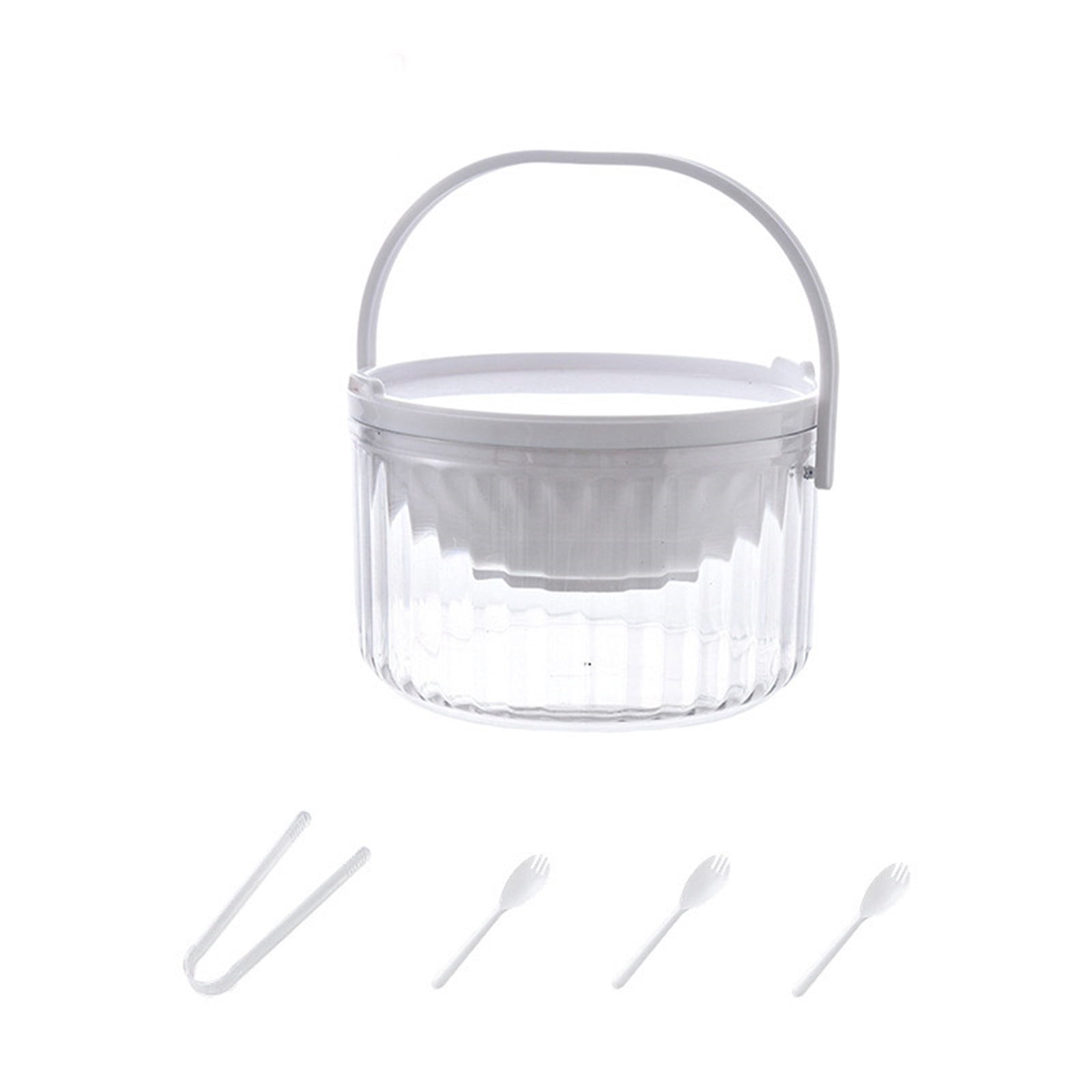 Large Iced Salad Bowl with Lid and Utensils to Go Ice Chilled Food ...